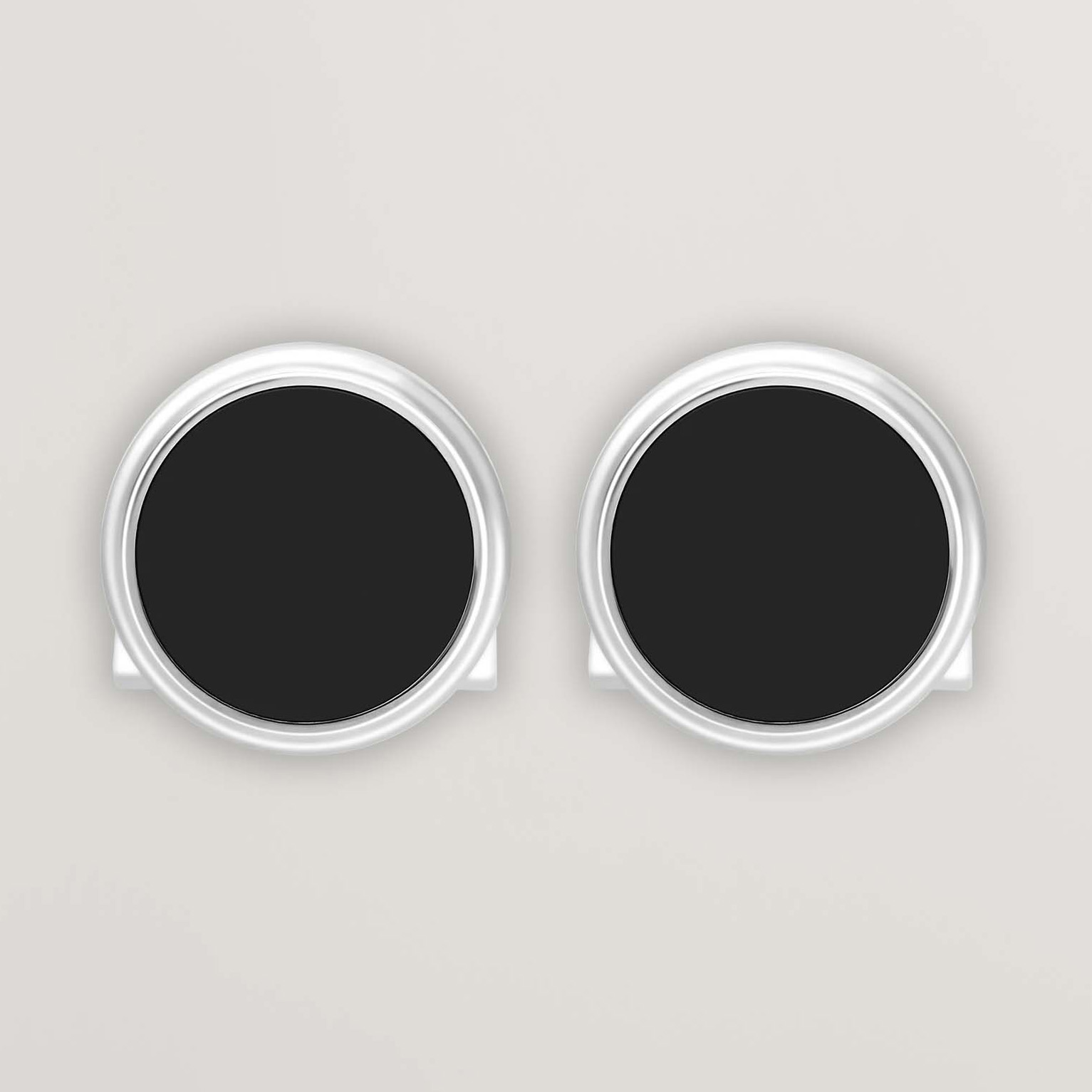 S.T. Dupont Cufflink Round Black/Pall Silver at CareOfCarl.com