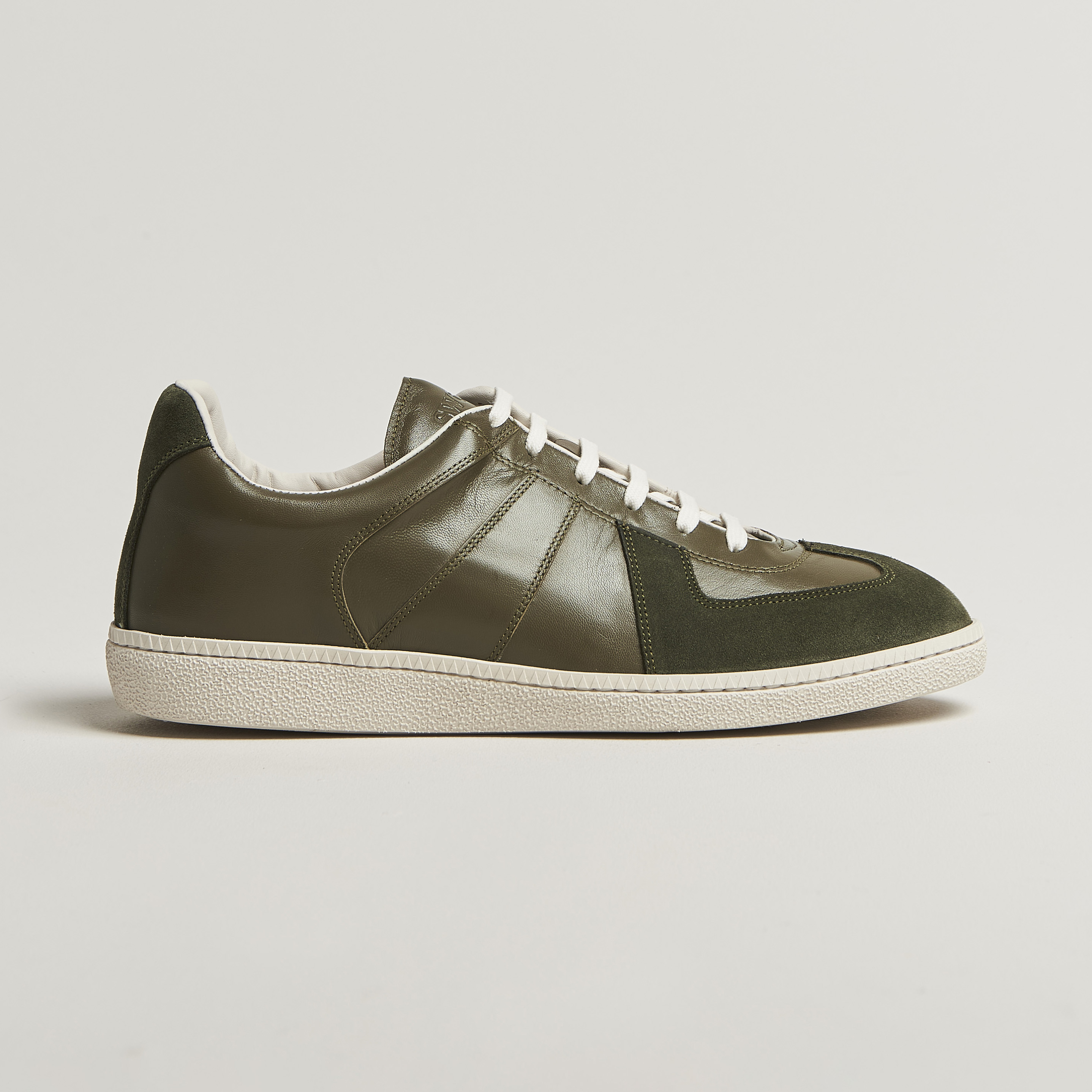 Sweyd Nappa/Suede Army Trainer Green at CareOfCarl.com