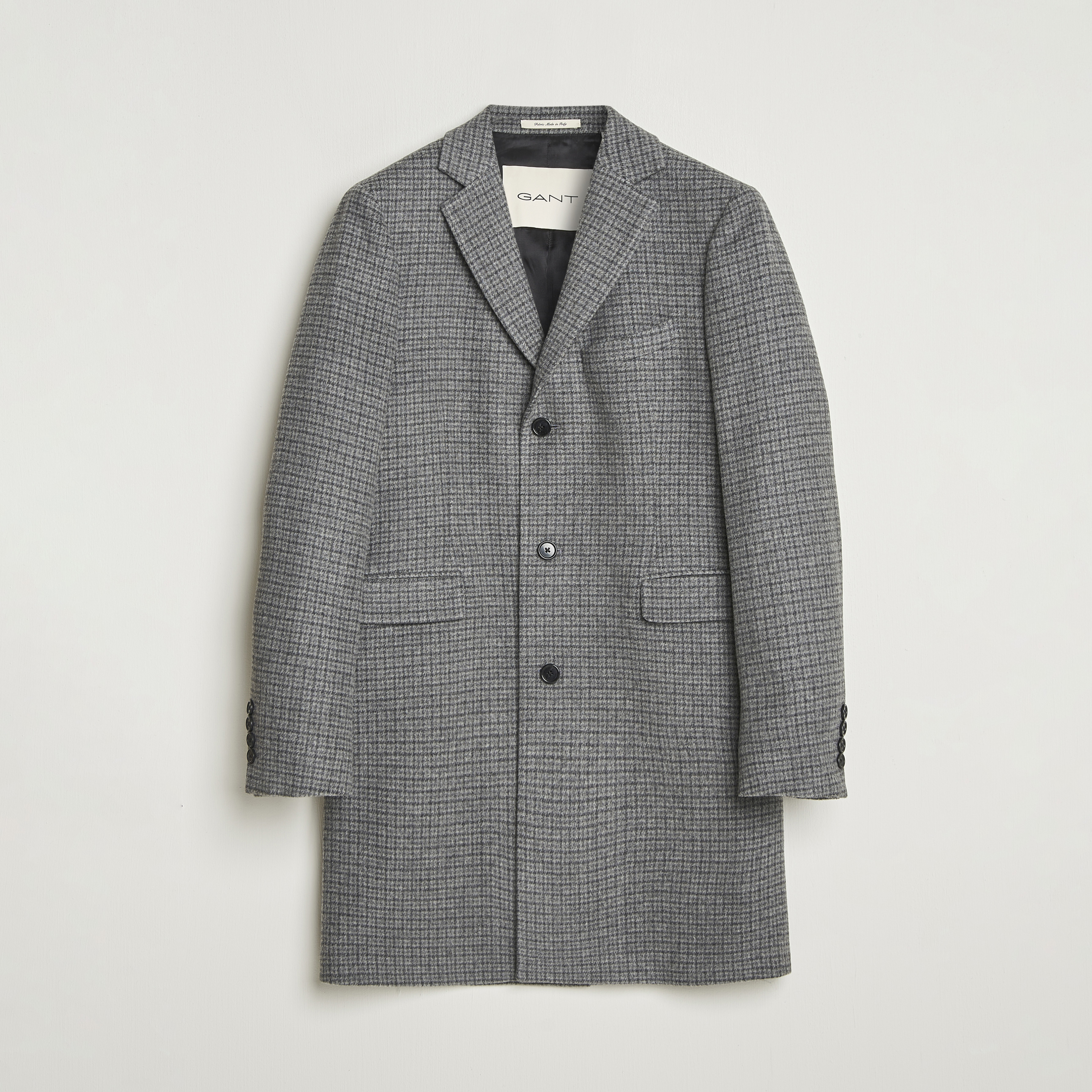 GANT Classic Wool Houndstooth Coat Black at CareOfCarl.com