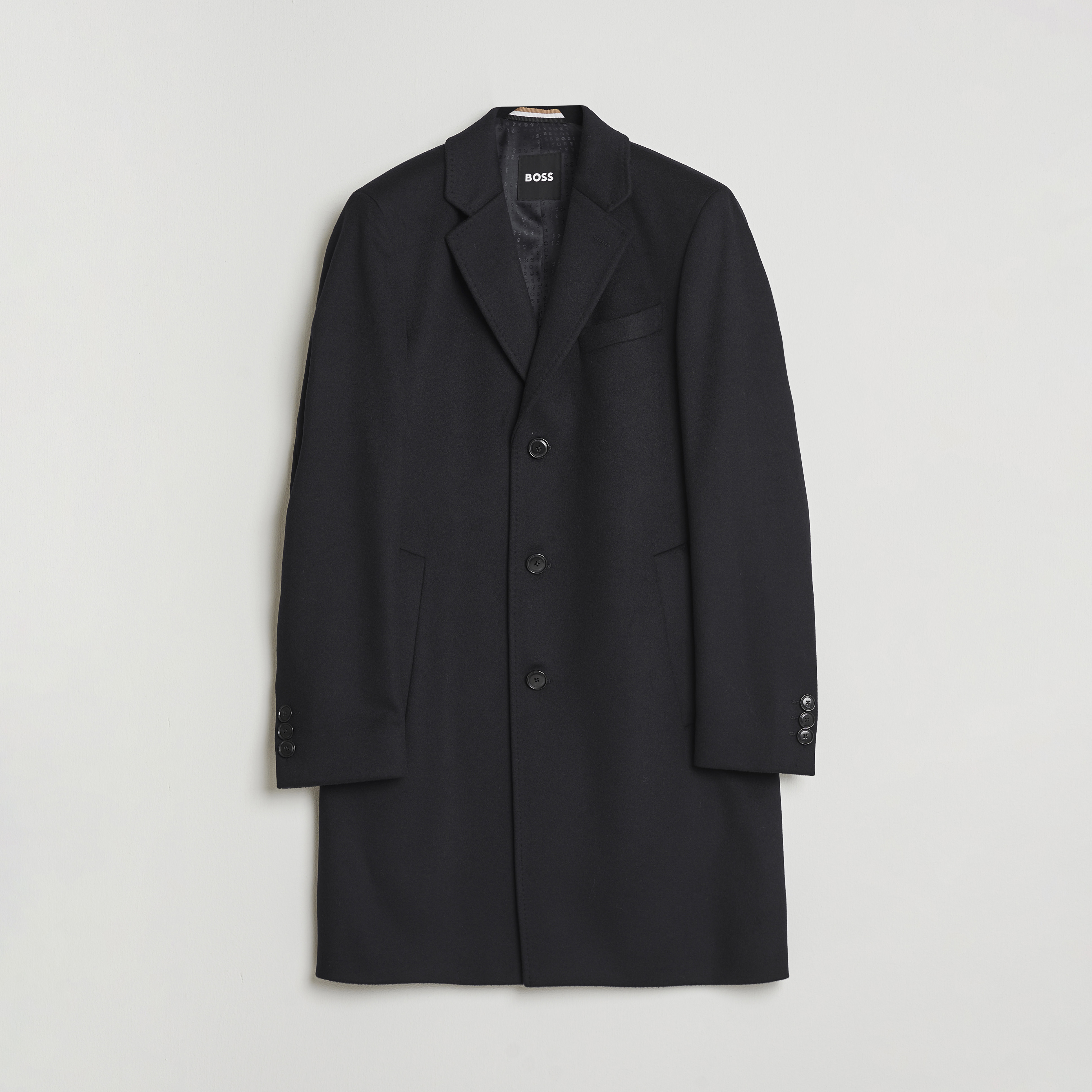 BOSS BLACK Hyde Wool Coat Black at CareOfCarl.com