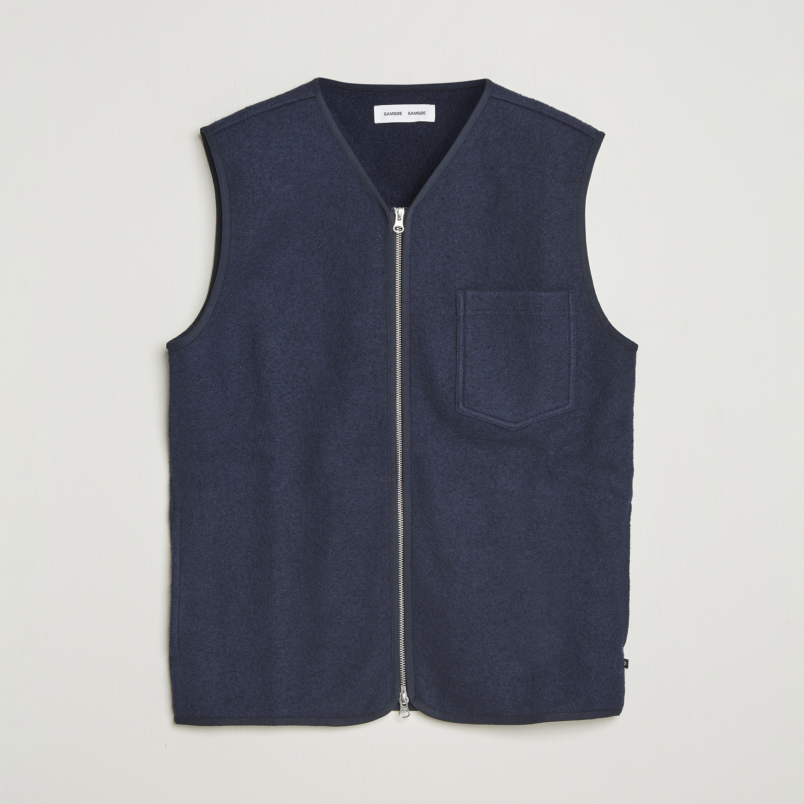 Samsøe Samsøe Hannes Boiled Wool Vest Salute Navy at CareOfCarl.com