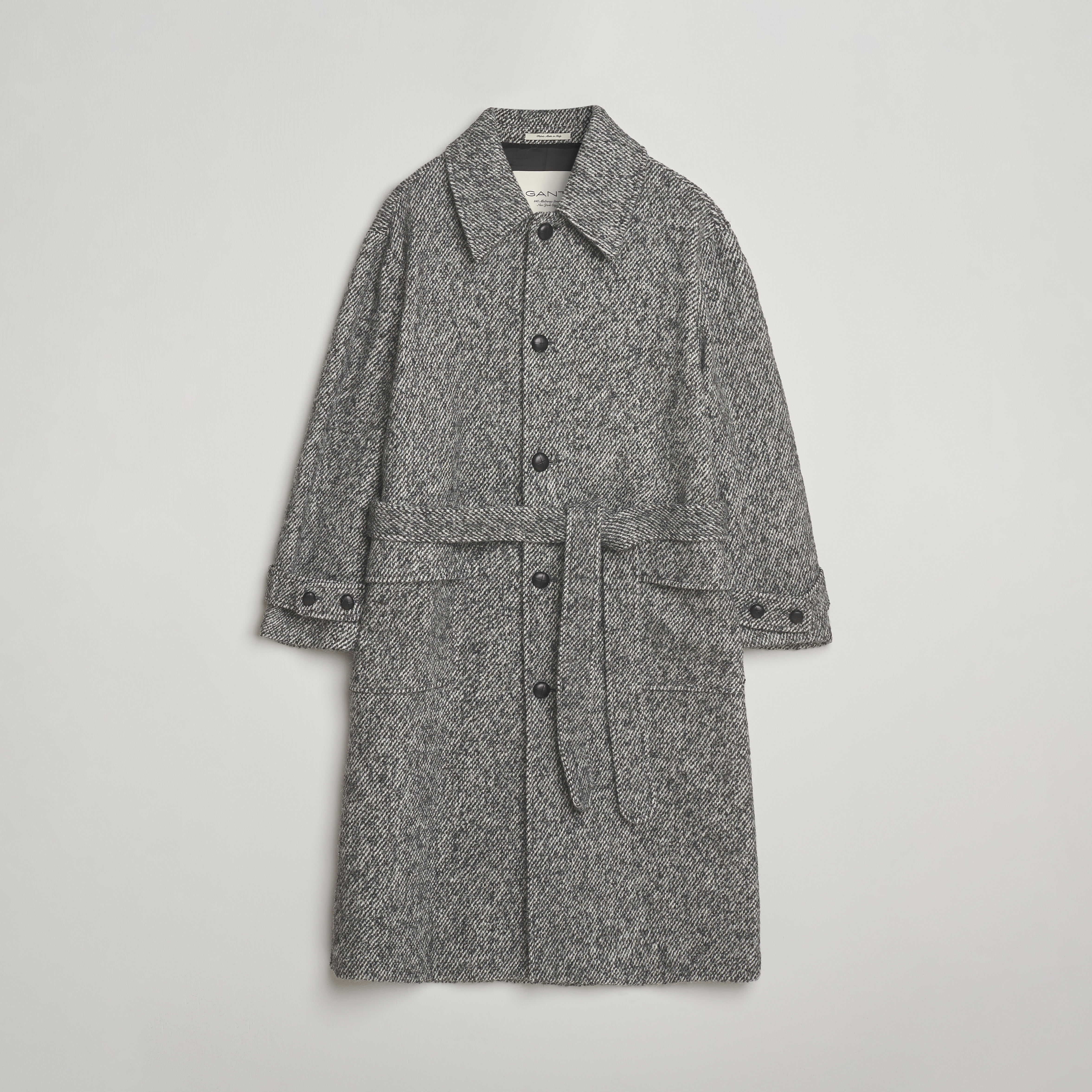 GANT 240 Mulberry Street Tweed Wool Coat Black at CareOfCarl.com