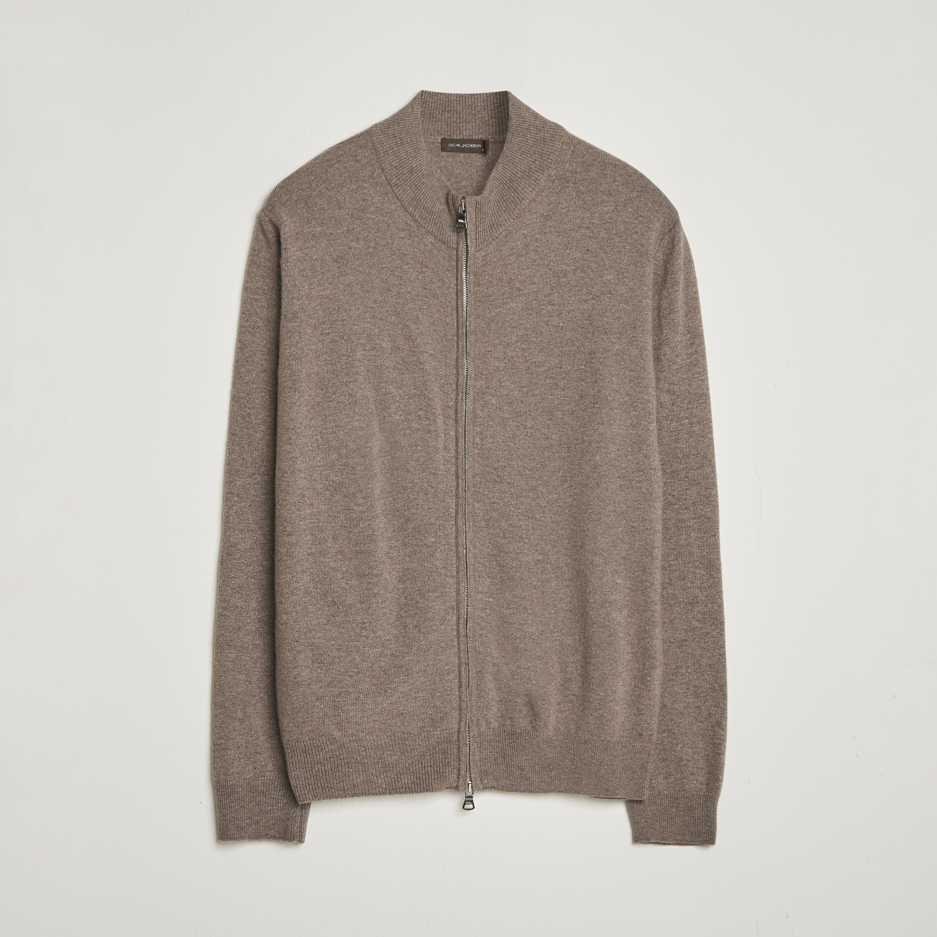Oscar Jacobson Seb Wool/Cashmere Full Zip Light Brown at CareOfCarl.com