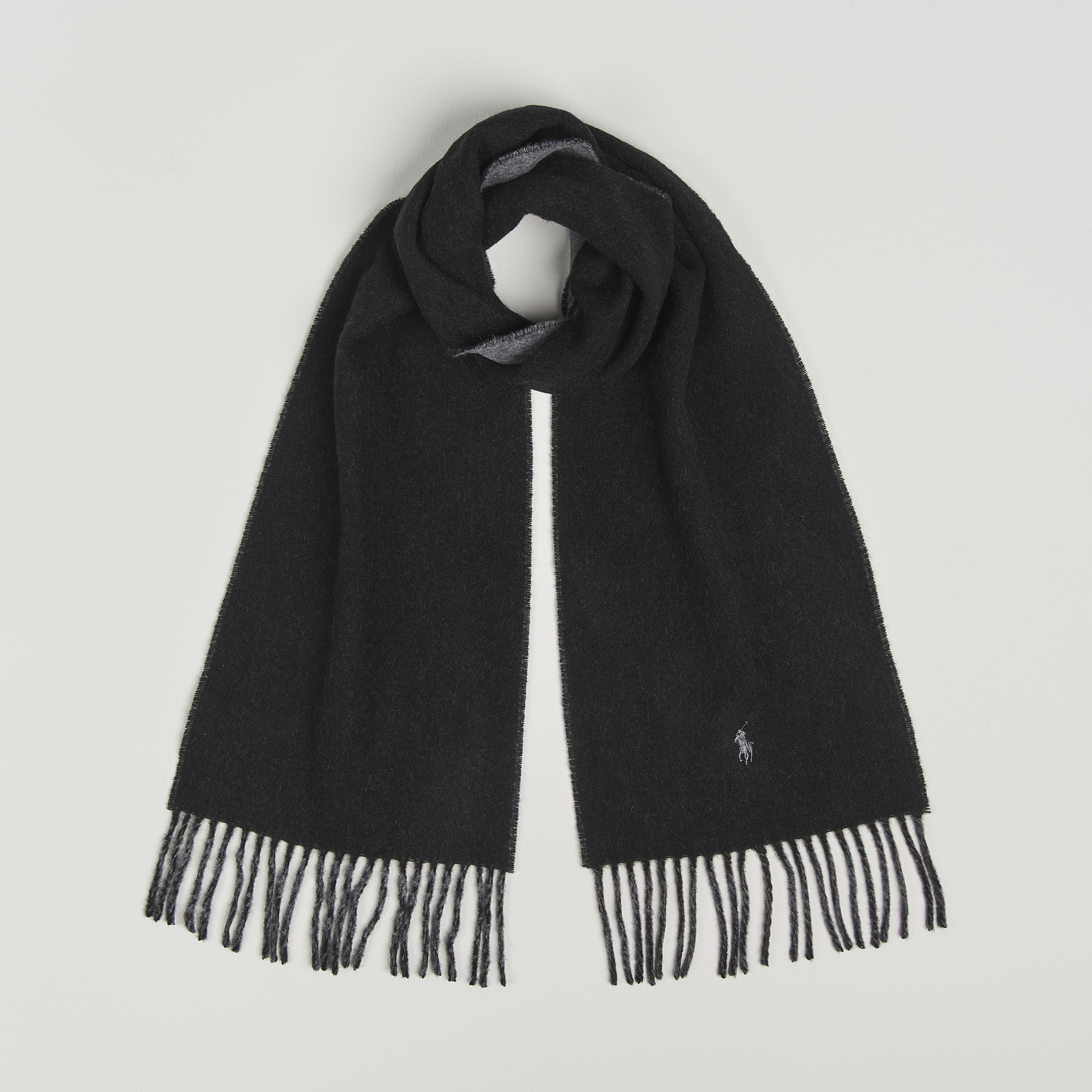 Polo Ralph Lauren Reversible Wool Scarf Polo Black/Grey at CareOfCarl.com