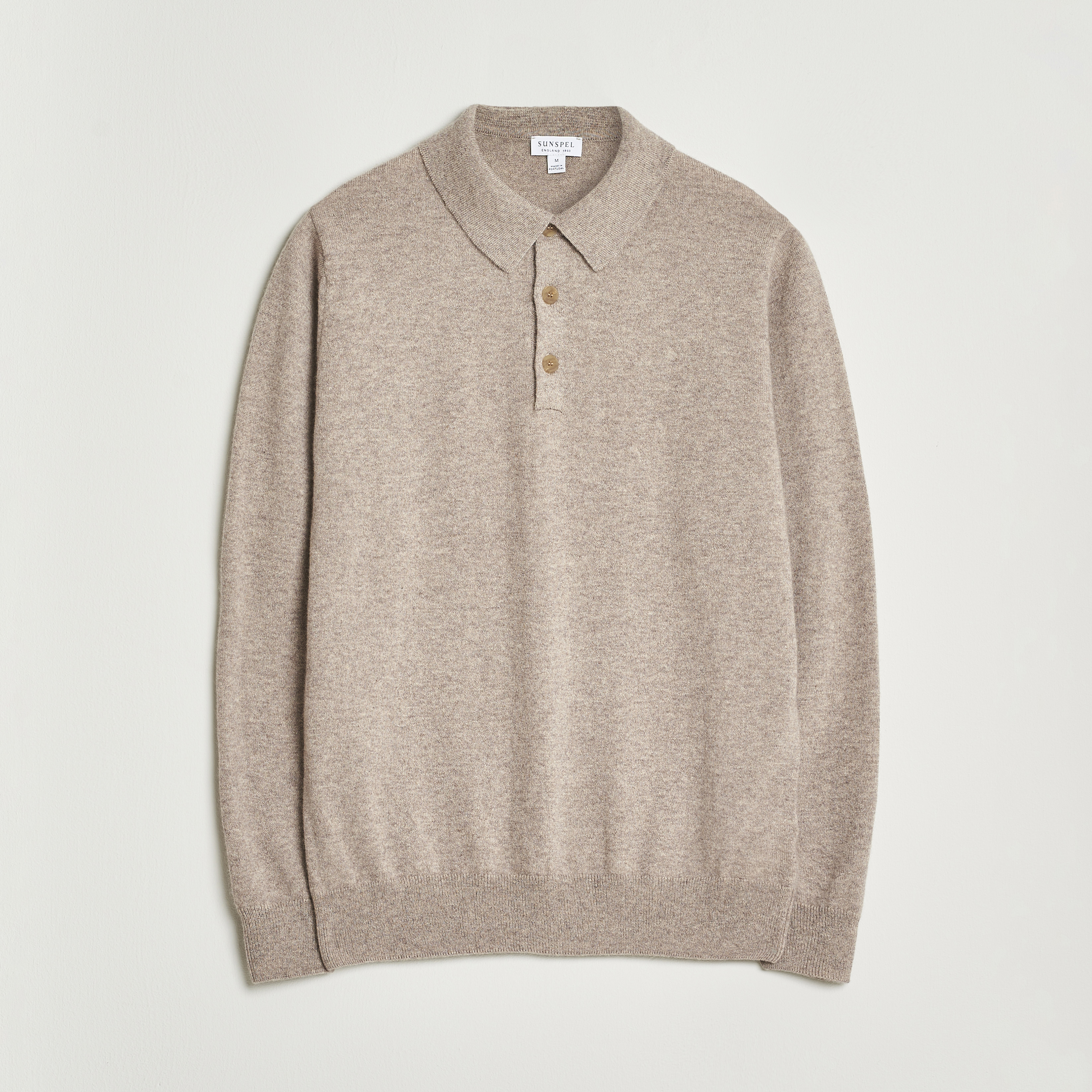 Sunspel Cashmere Polo Oatmeal Melange at CareOfCarl.com