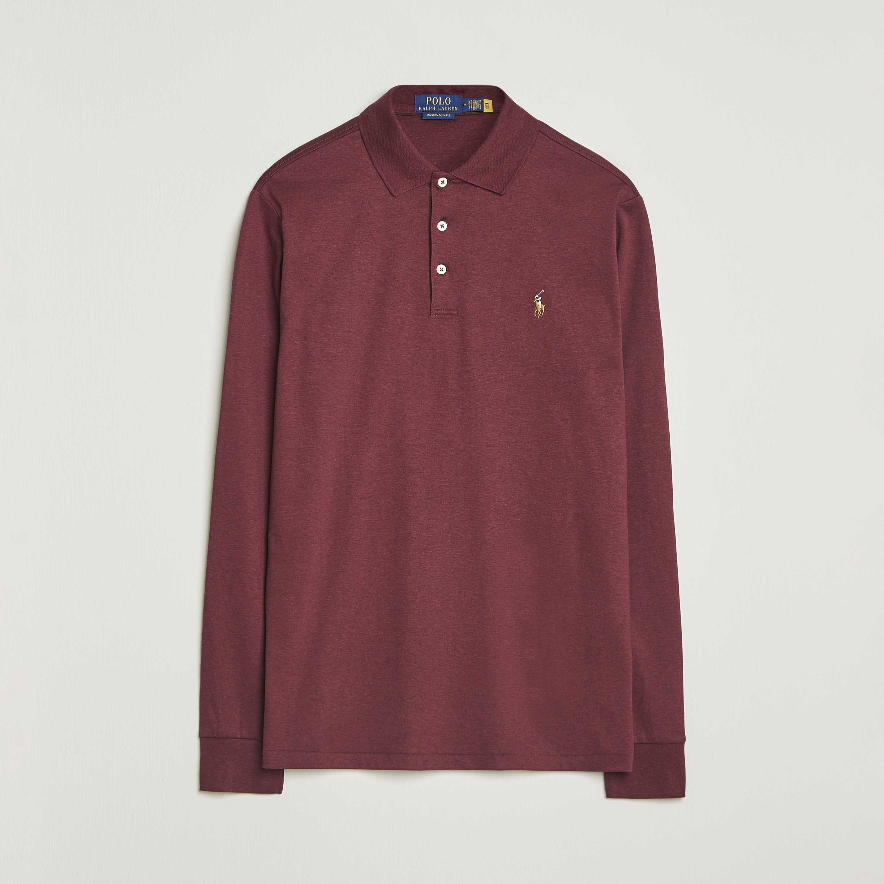 Polo Ralph Lauren Pima Cotton Custom Slim Fit LS Polo Spring Wine Heather a