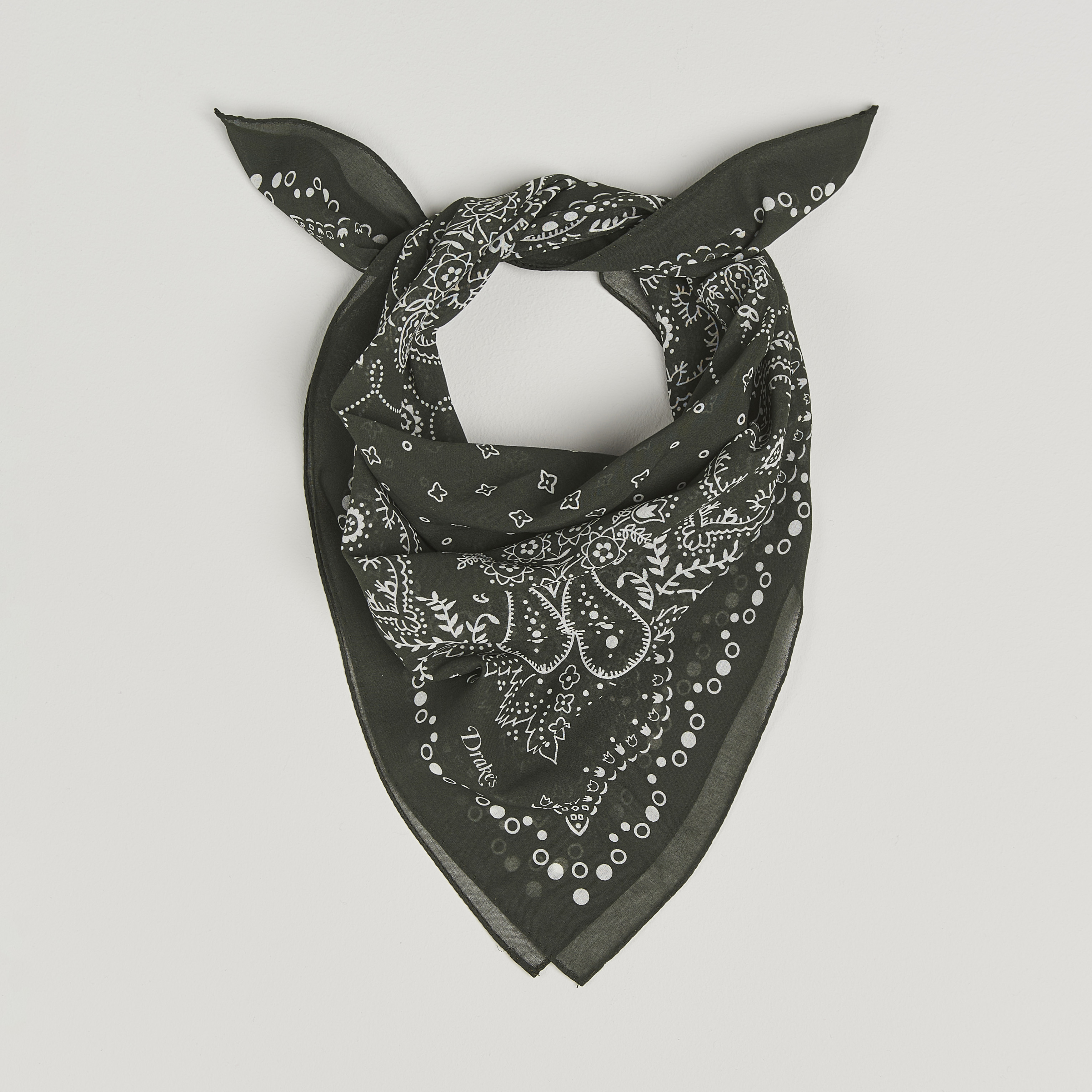 Drake's Paisley Bandana Dark Green at CareOfCarl.com