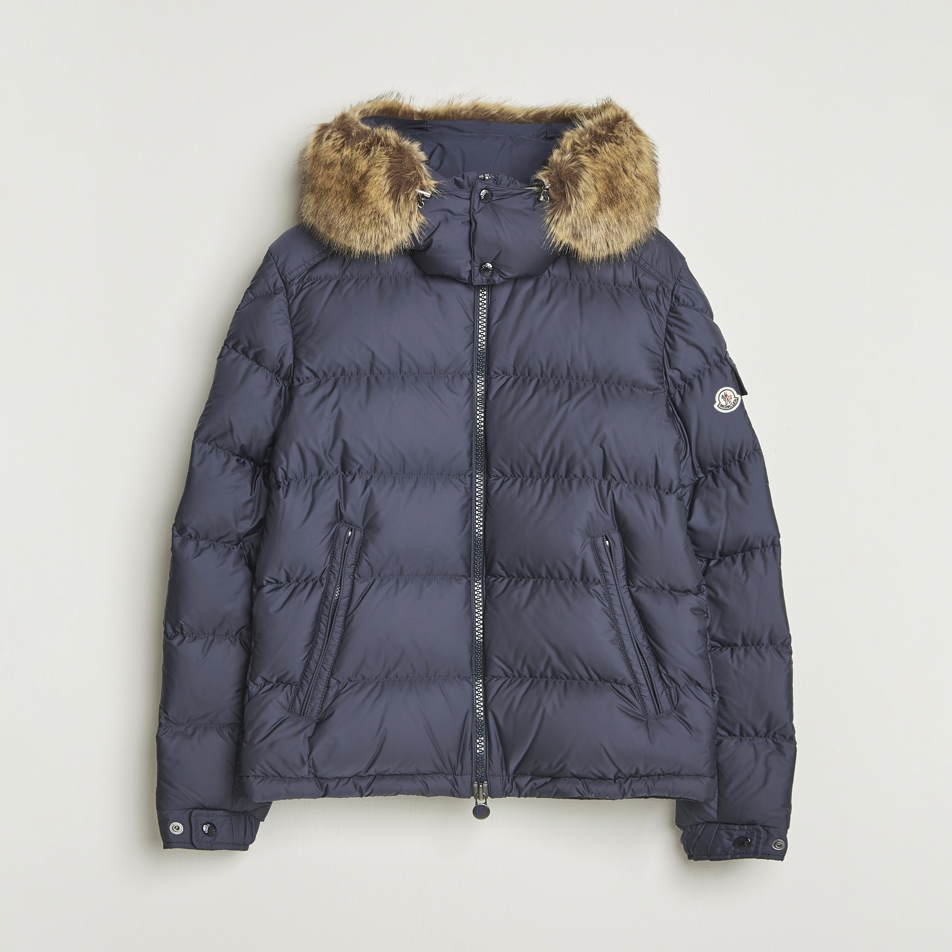 Moncler Maya Faux Fur Jacket Navy at CareOfCarl.com