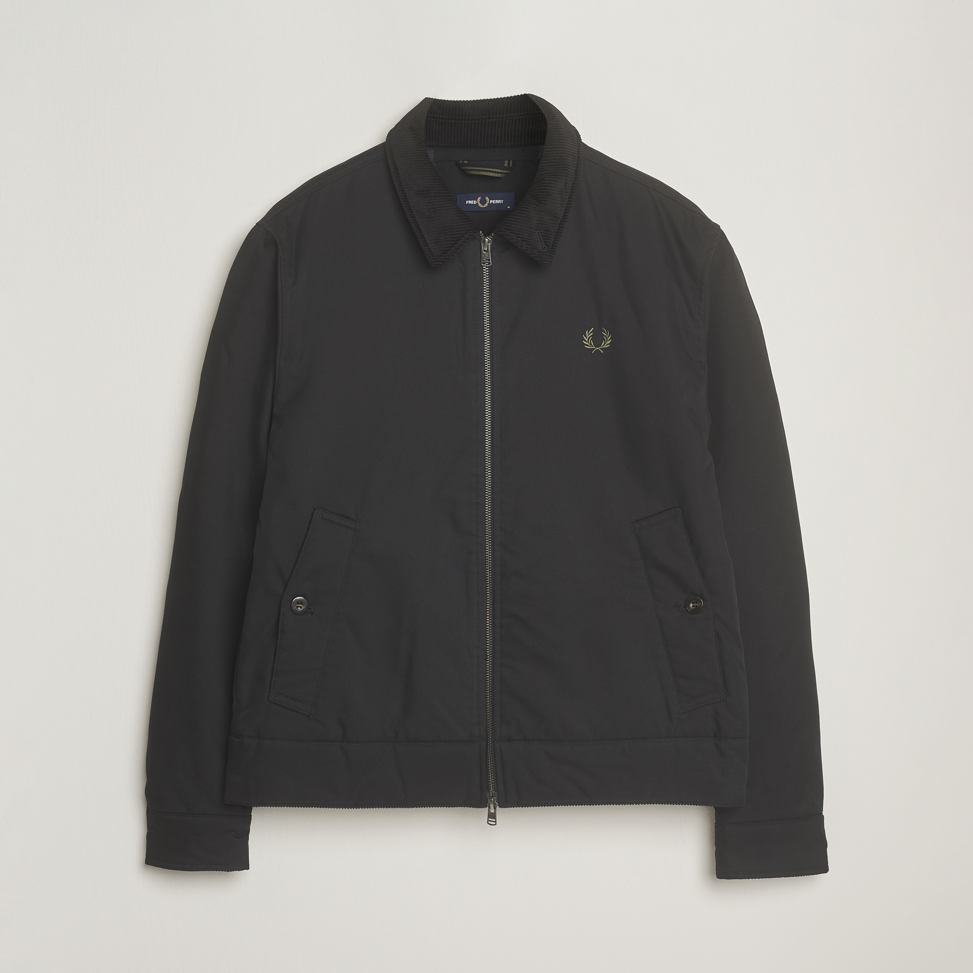 Fred Perry Cotton Light Padded Harrington Jacket Black at CareOfCarl.com