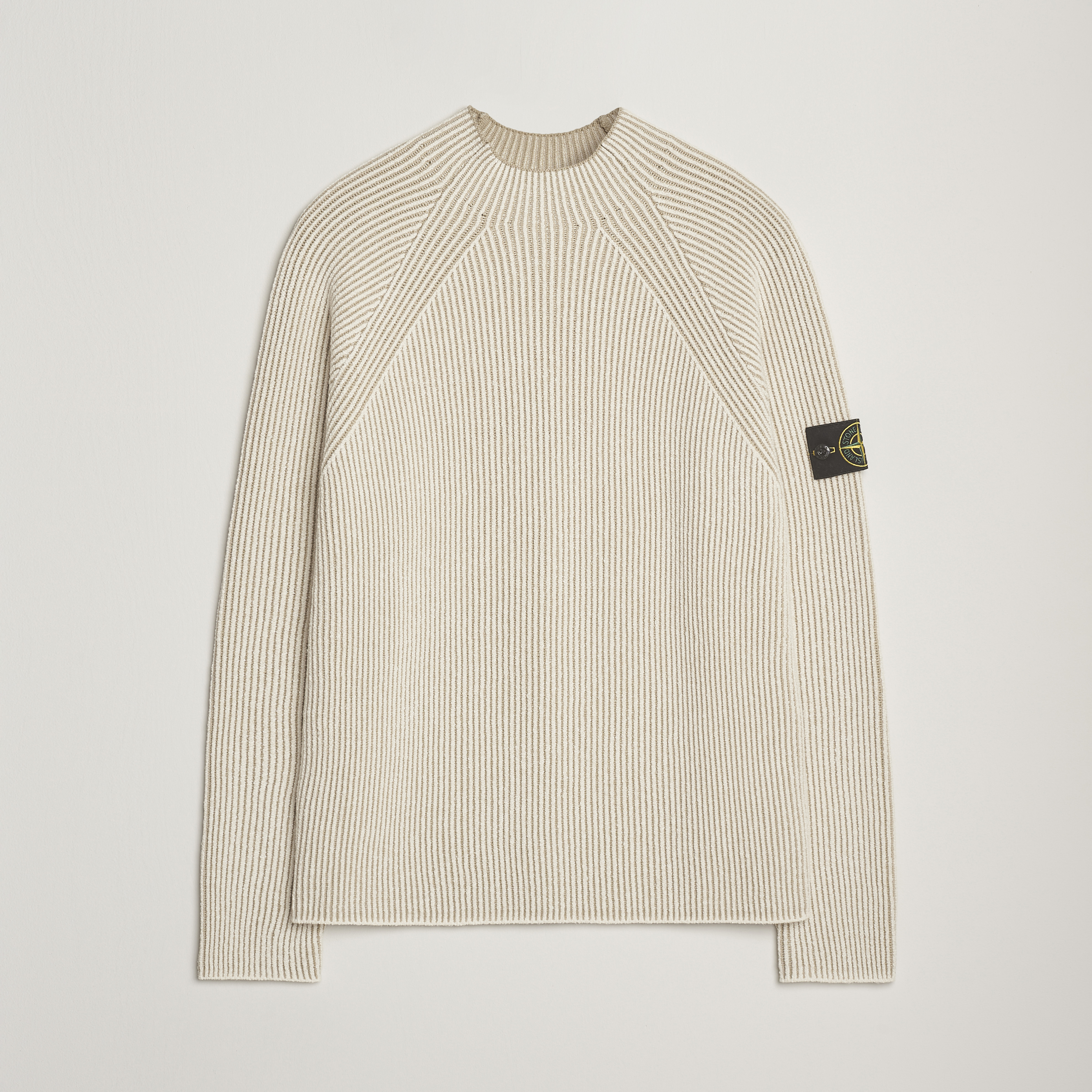Stone Island Vanisé Full Rib Wool Crew Neck Ivory at CareOfCarl.com