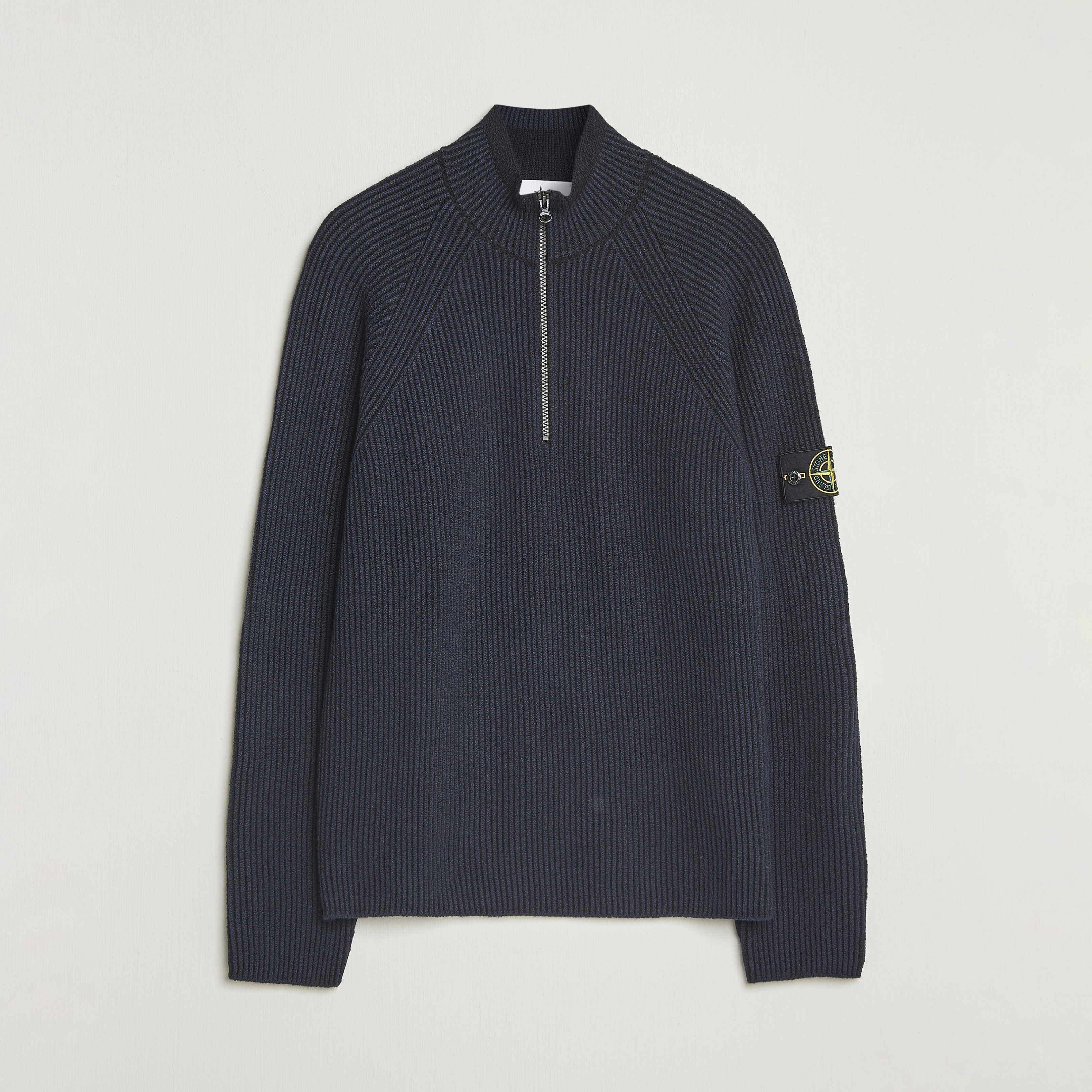 Stone Island Vanisé Full Rib Wool Half-Zip Navy at CareOfCarl.com