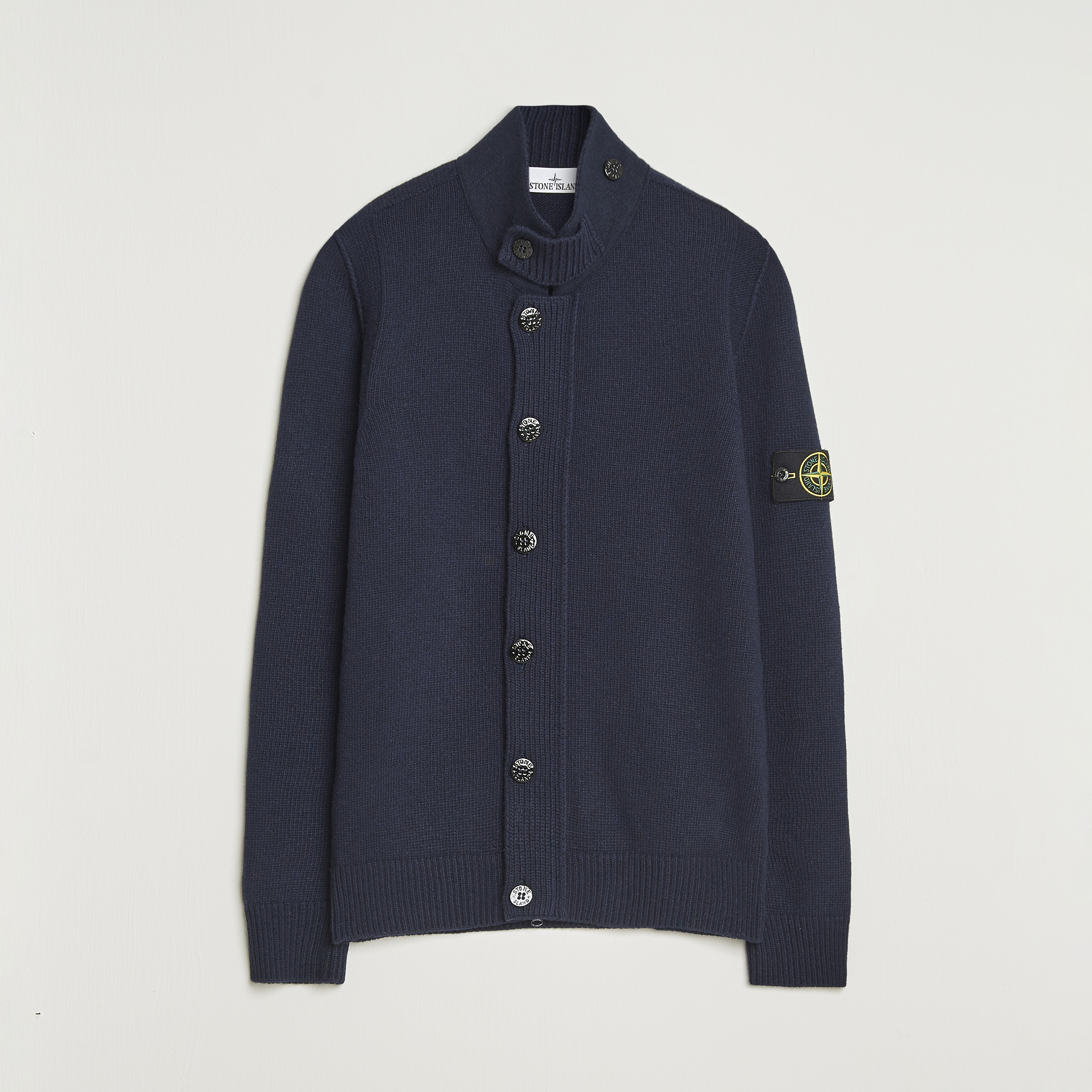 Stone Island Knitted Lambswool Zip Cardigan Navy at CareOfCarl.com