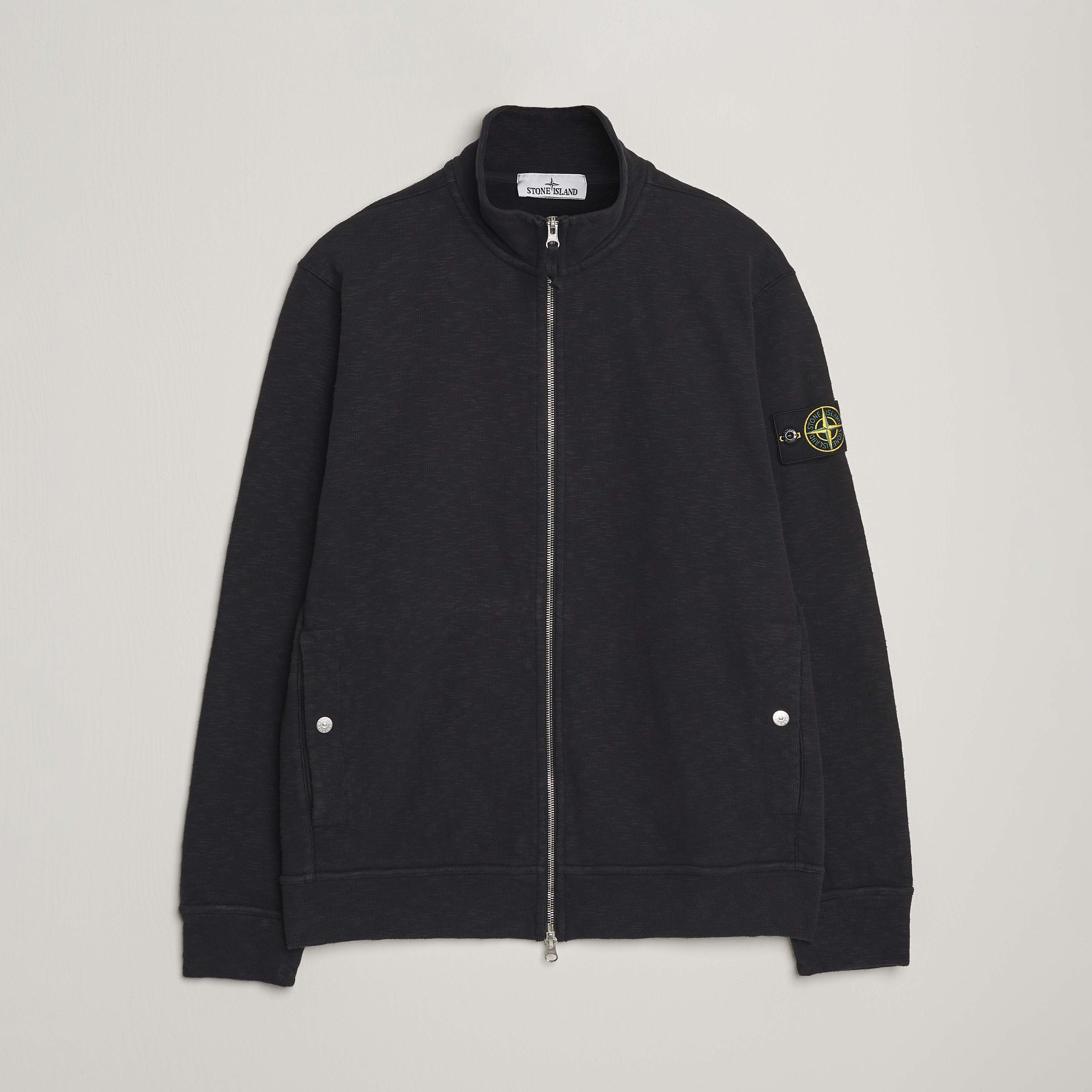 Stone Island Vanisé Brushed Heavy Cotton Full Zip Black at CareOfCarl.com