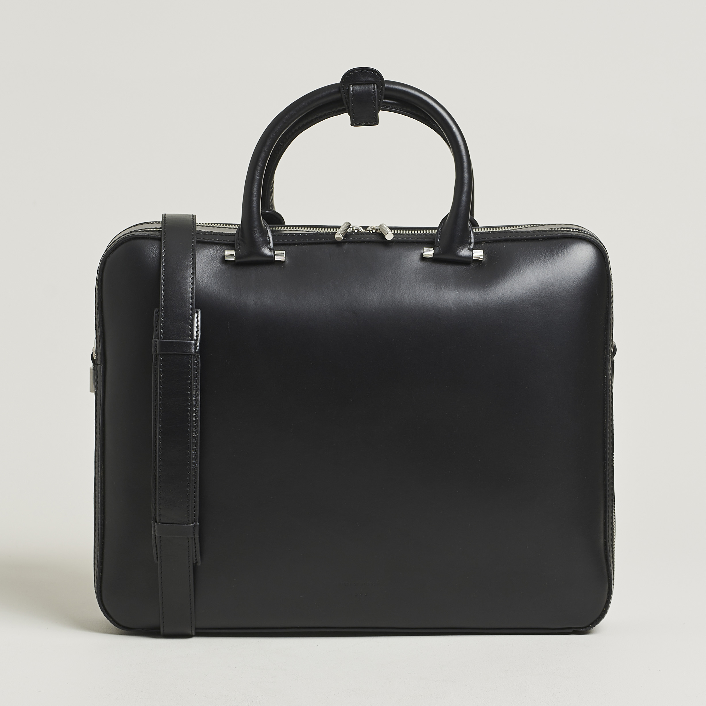 Tiger of Sweden Valise Smooth Leather Double Zip Briefcase Black at CareOfC