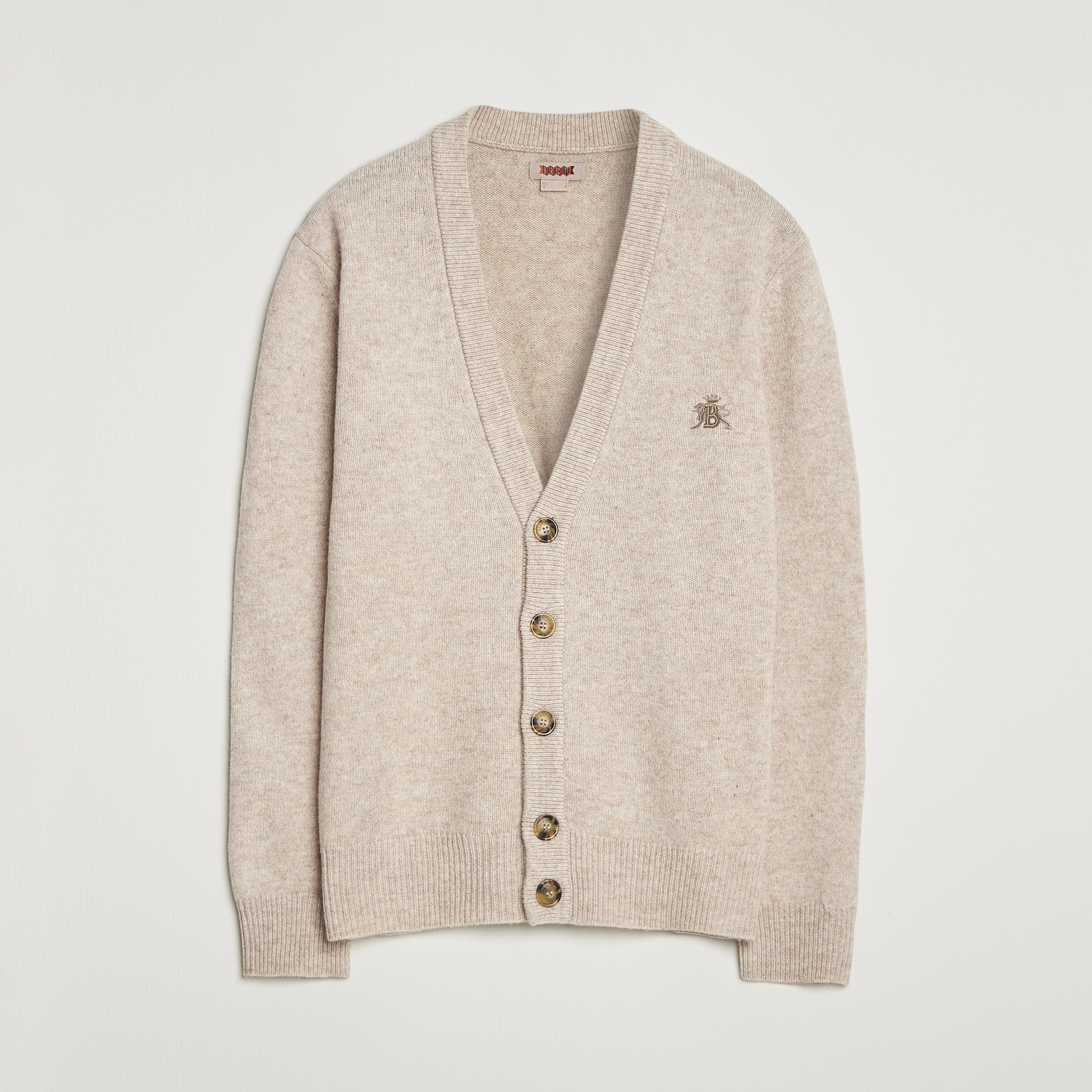 Baracuta Shetland Virgin Wool Cardigan Antique White at CareOfCarl.com