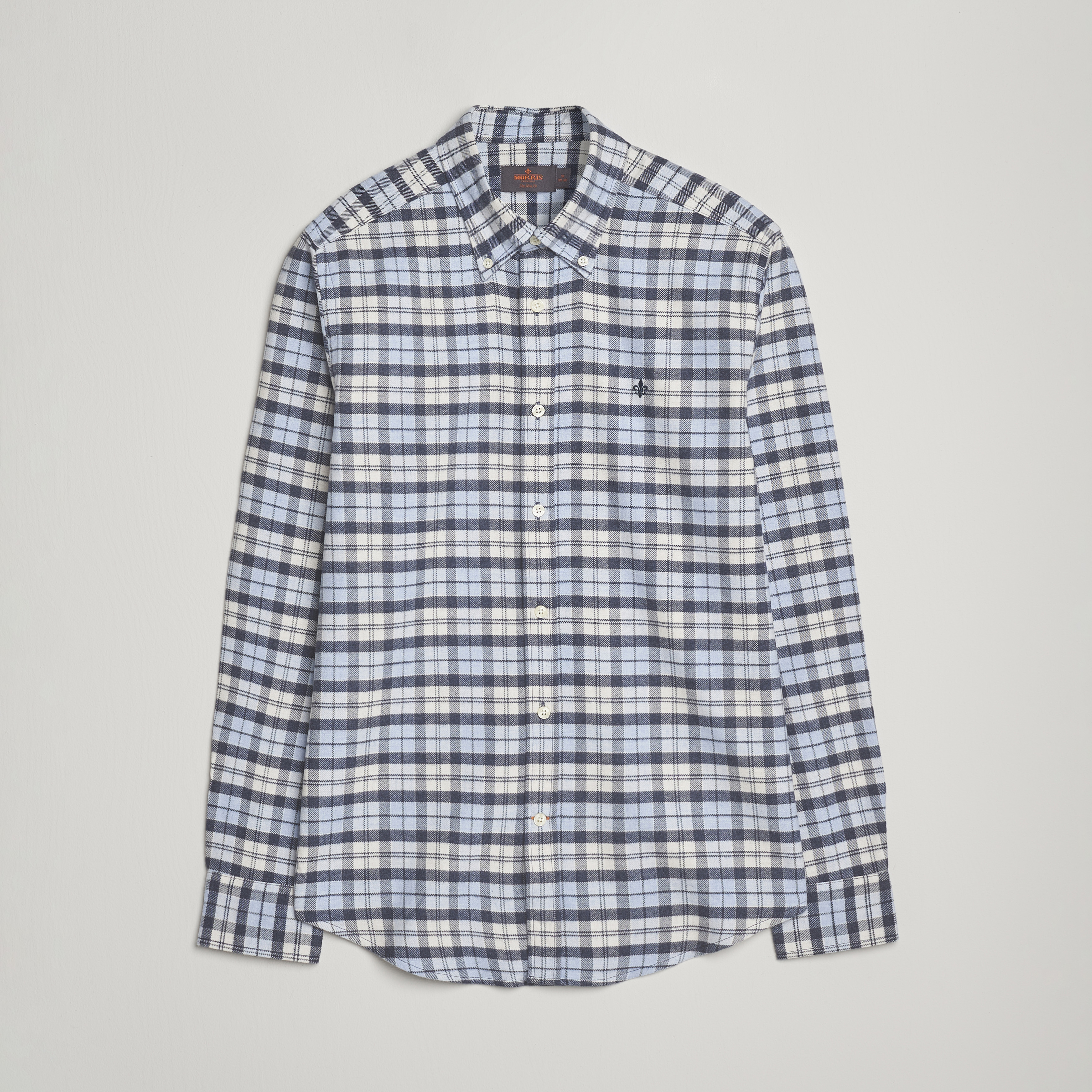 Morris Flannel Check Shirt Light Blue at CareOfCarl.com