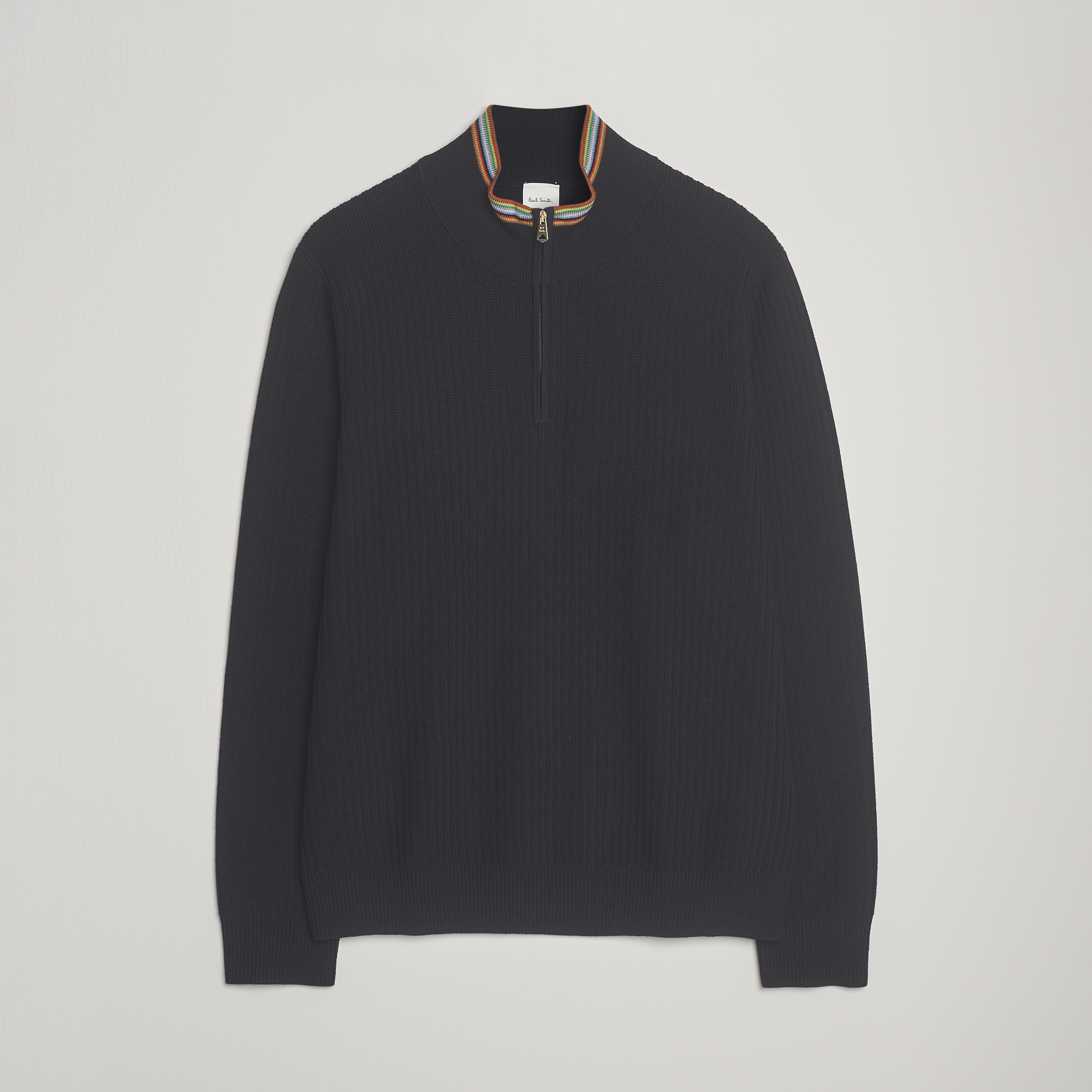 Paul Smith Merino Rib Knitted Half Zip Navy at CareOfCarl.com