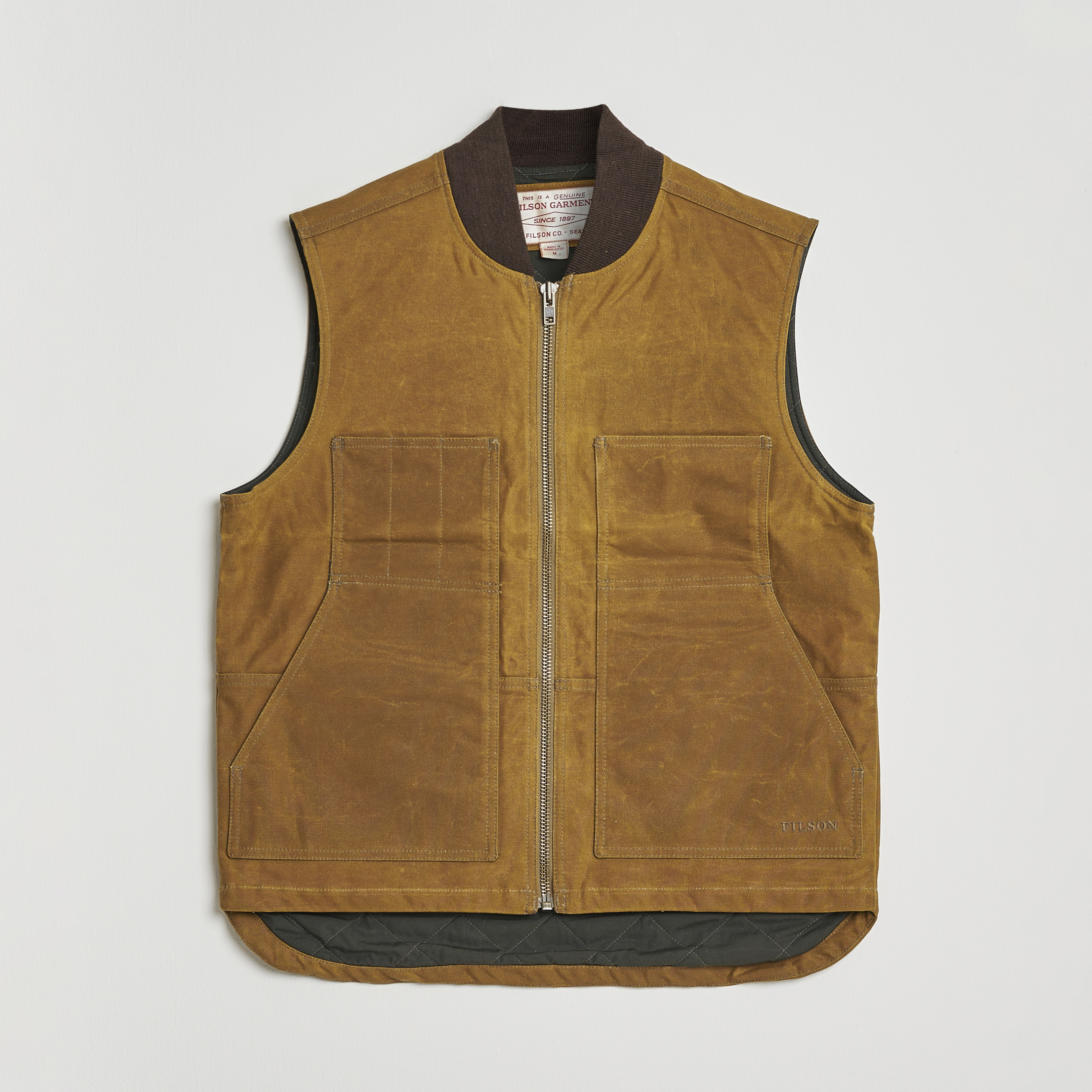 Filson Tin Cloth Insulated Work Vest Dark Tan at CareOfCarl.com