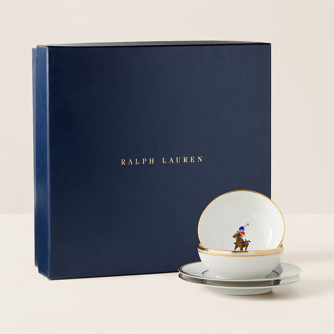 Ralph Lauren Home Bowl and Plate Gift Set White/Gold at CareOfCarl.com
