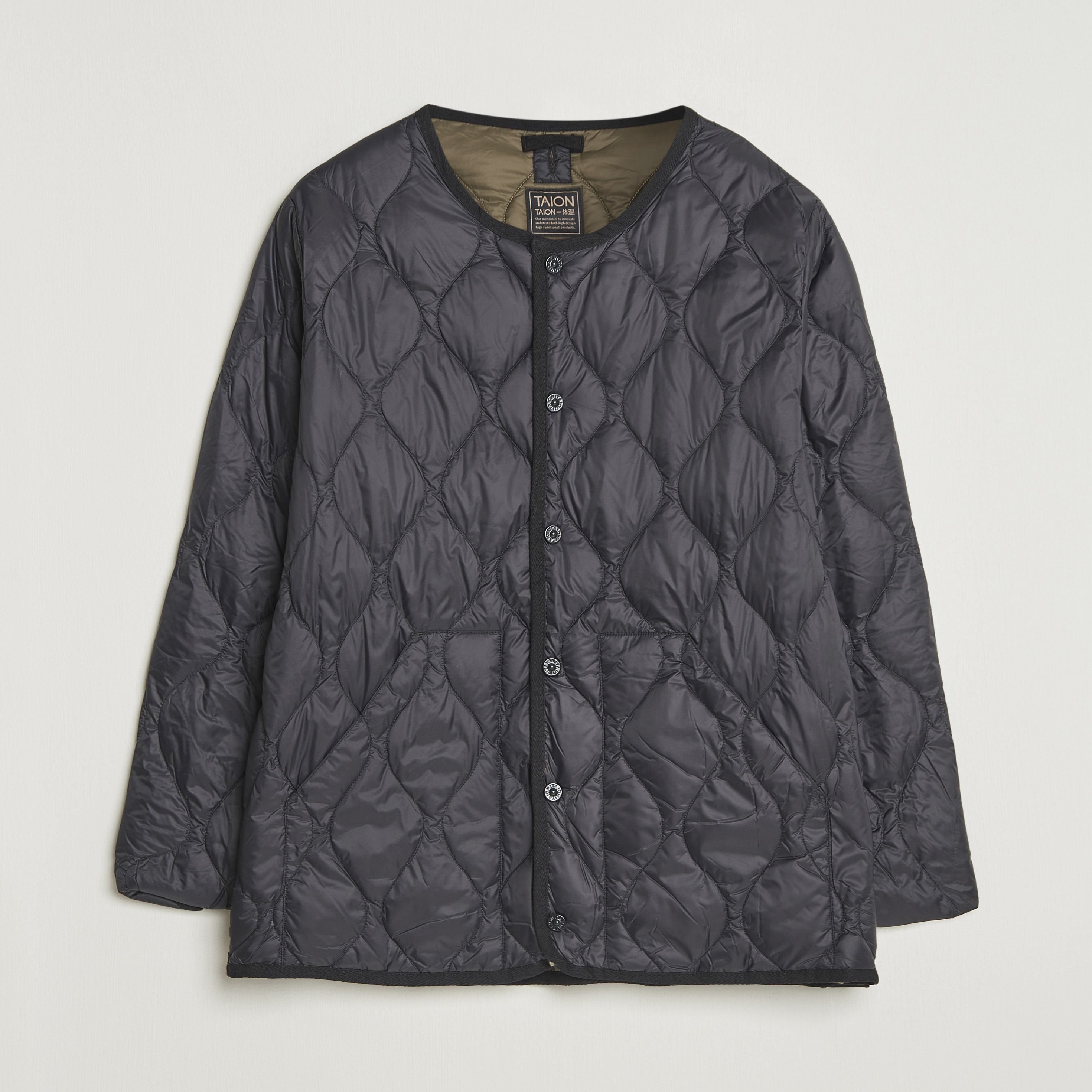 TAION Military Crew Neck Down Jacket Black at CareOfCarl.com