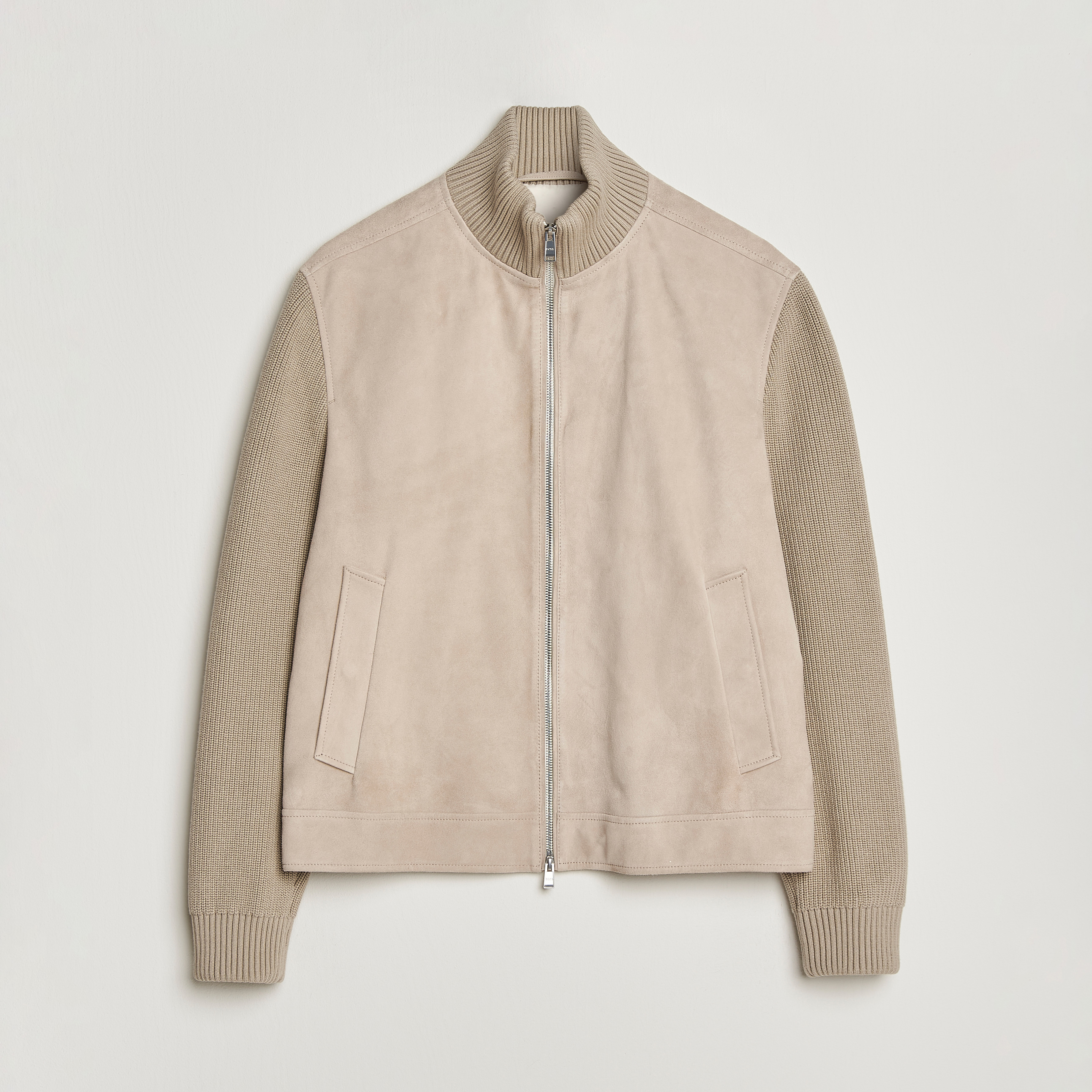 BOSS BLACK Maven Suede Hybrid Jacket Open White at CareOfCarl.com