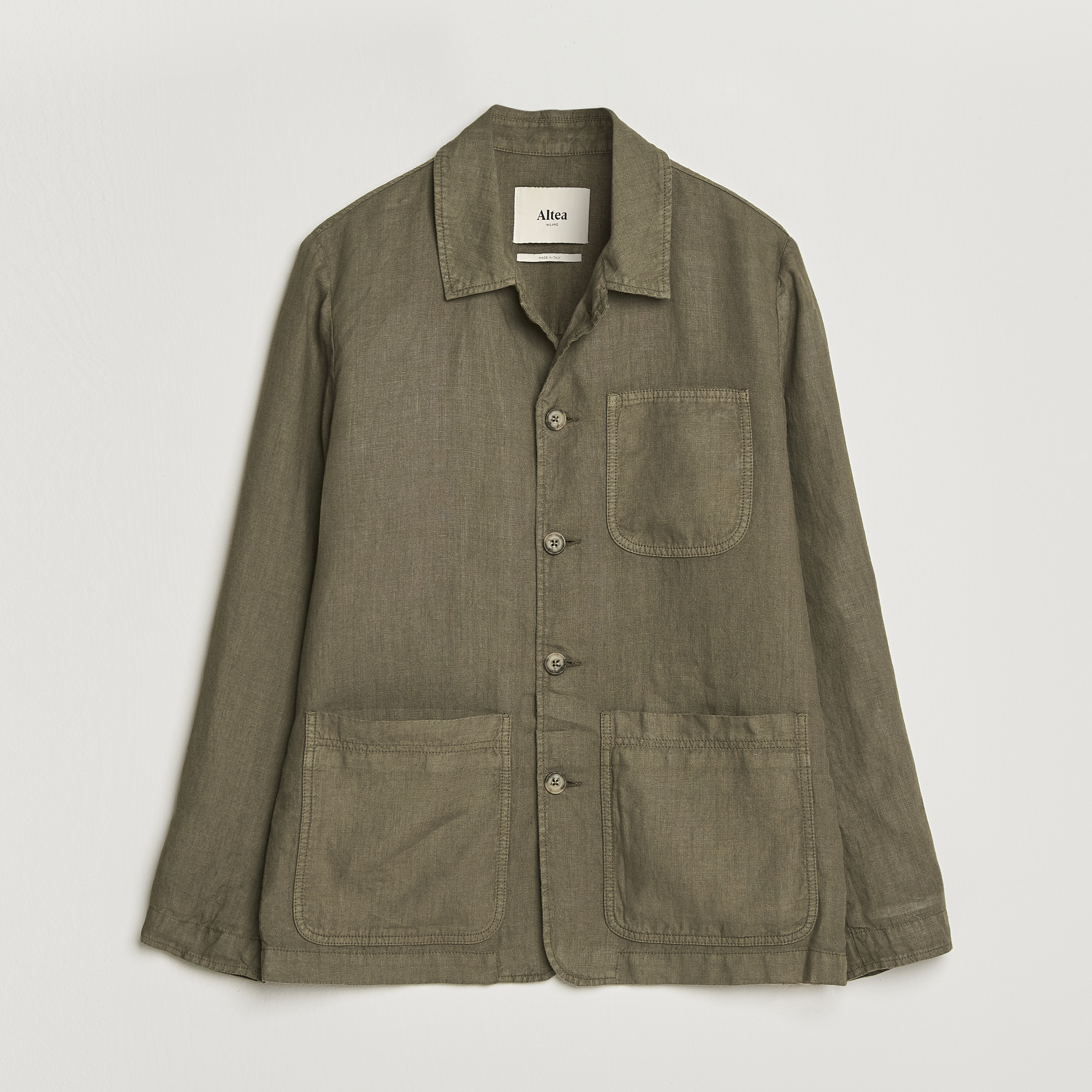 Altea Linen Chore Jacket Military at CareOfCarl.com