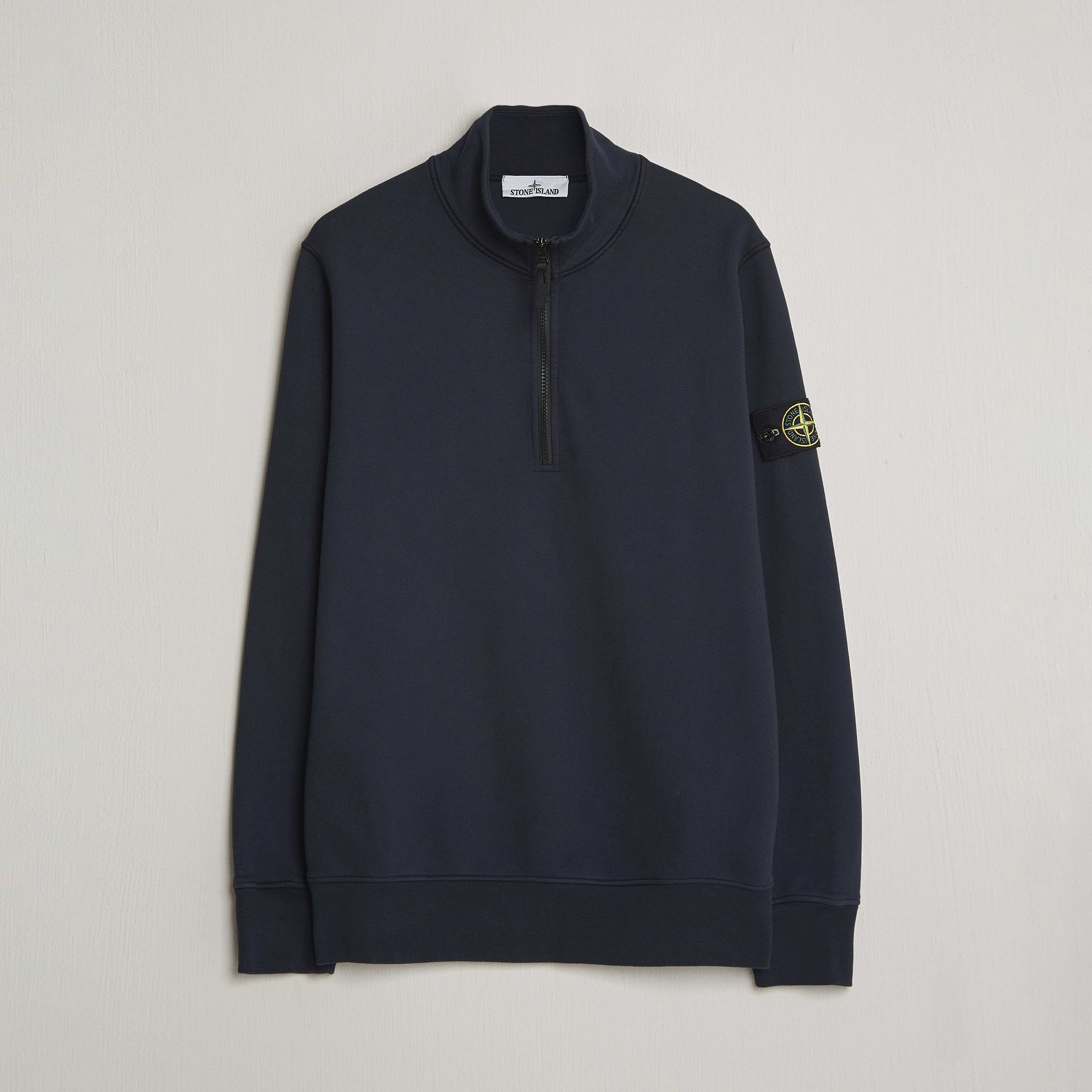 Stone Island Garment Dyed Fleece Half Zip Navy at CareOfCarl.com