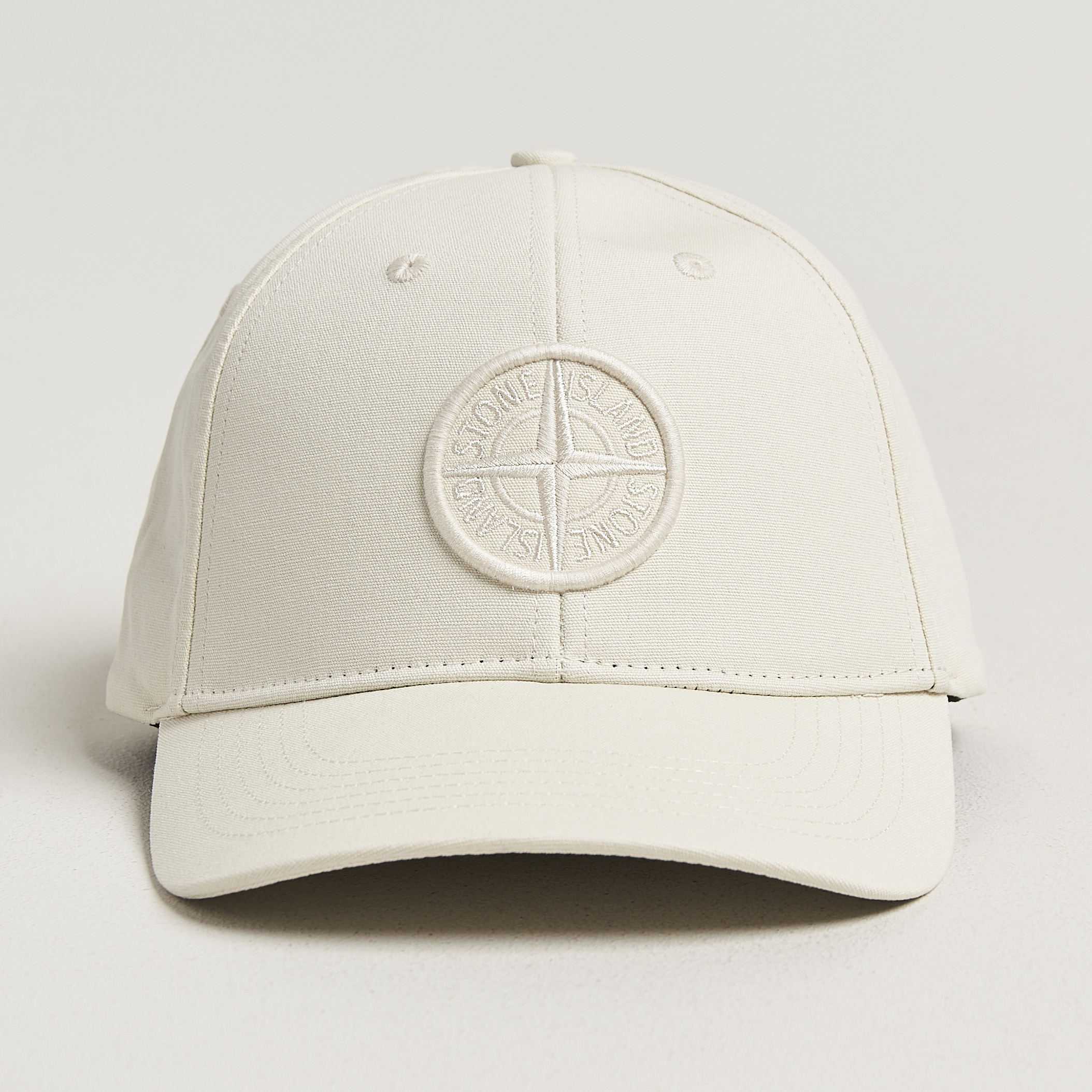Stone Island Classic Cotton Logo Cap Ivory at CareOfCarl.com