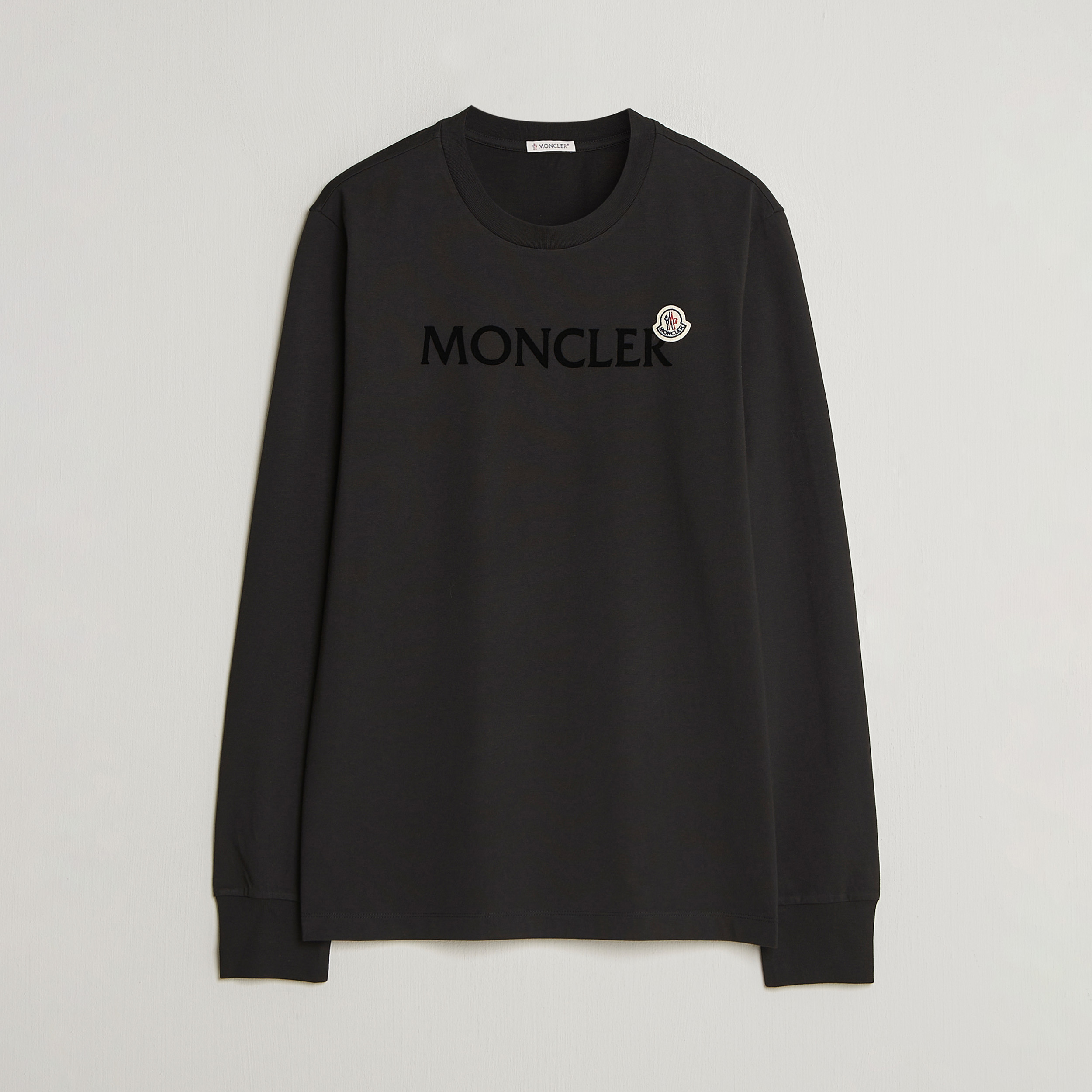 Moncler Lettering Logo Long Sleeve T-Shirt Black at CareOfCarl.com