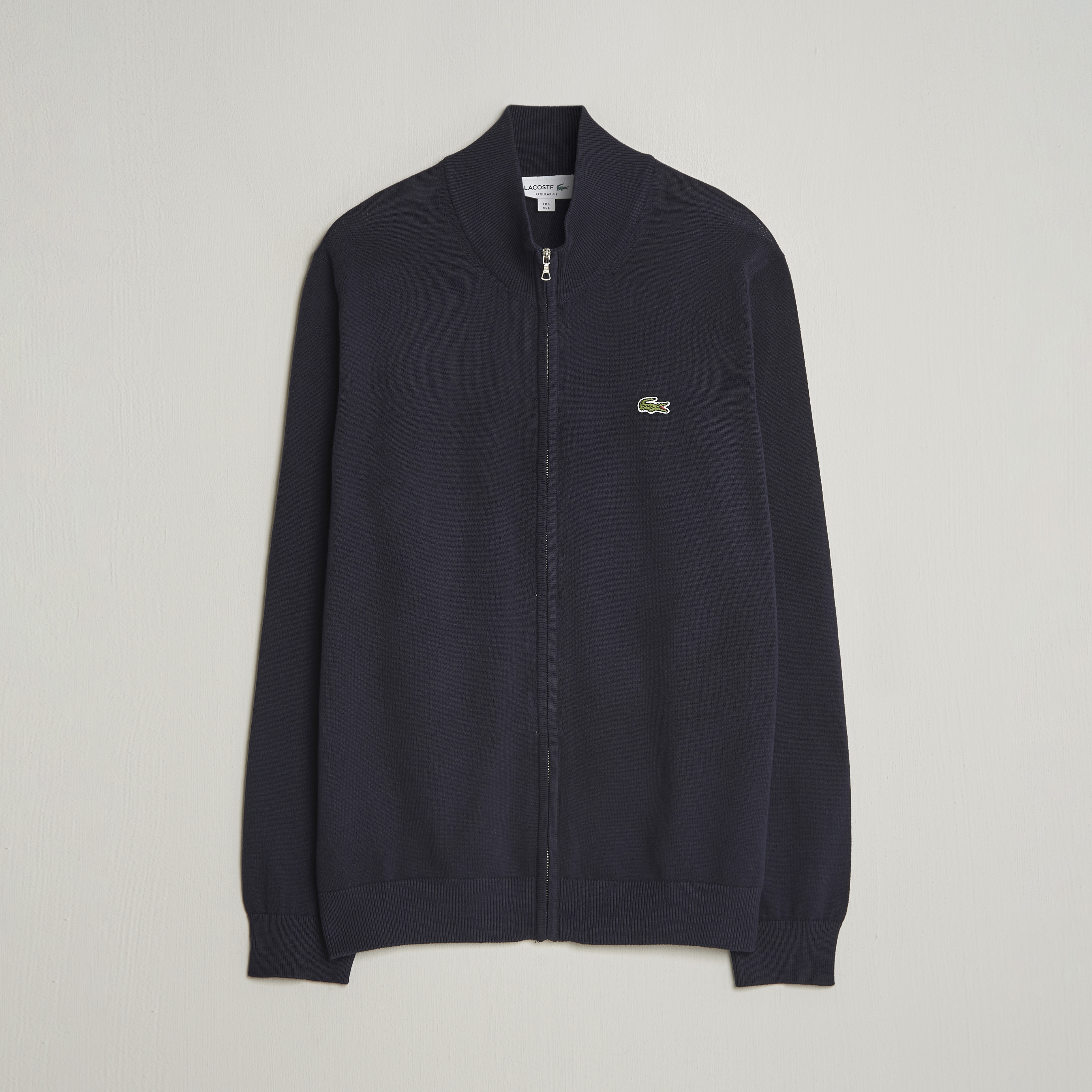 Lacoste Cotton Knitted Full Zip Navy Blue at CareOfCarl.com