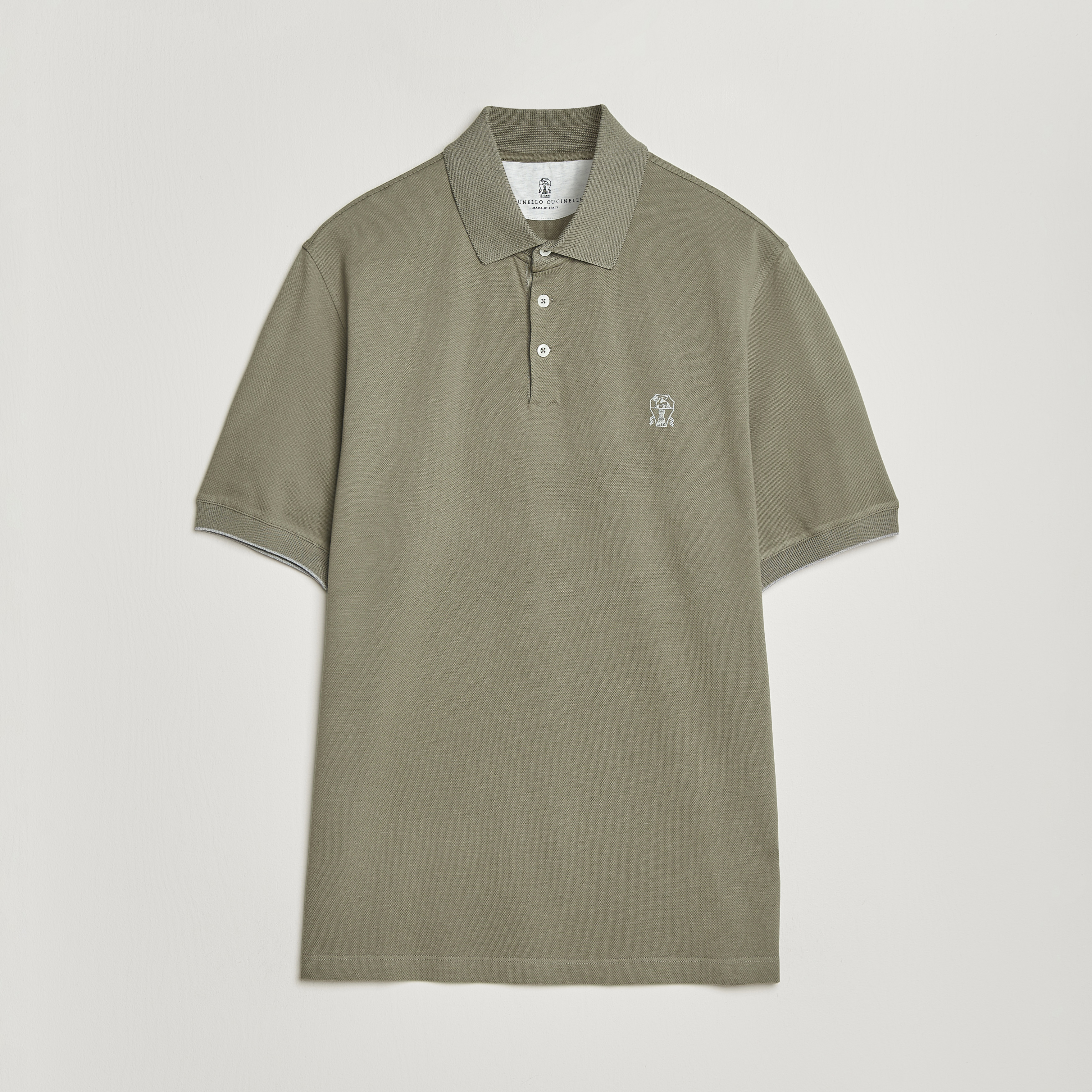 Brunello Cucinelli Short Sleeve Logo Polo Olive at CareOfCarl.com
