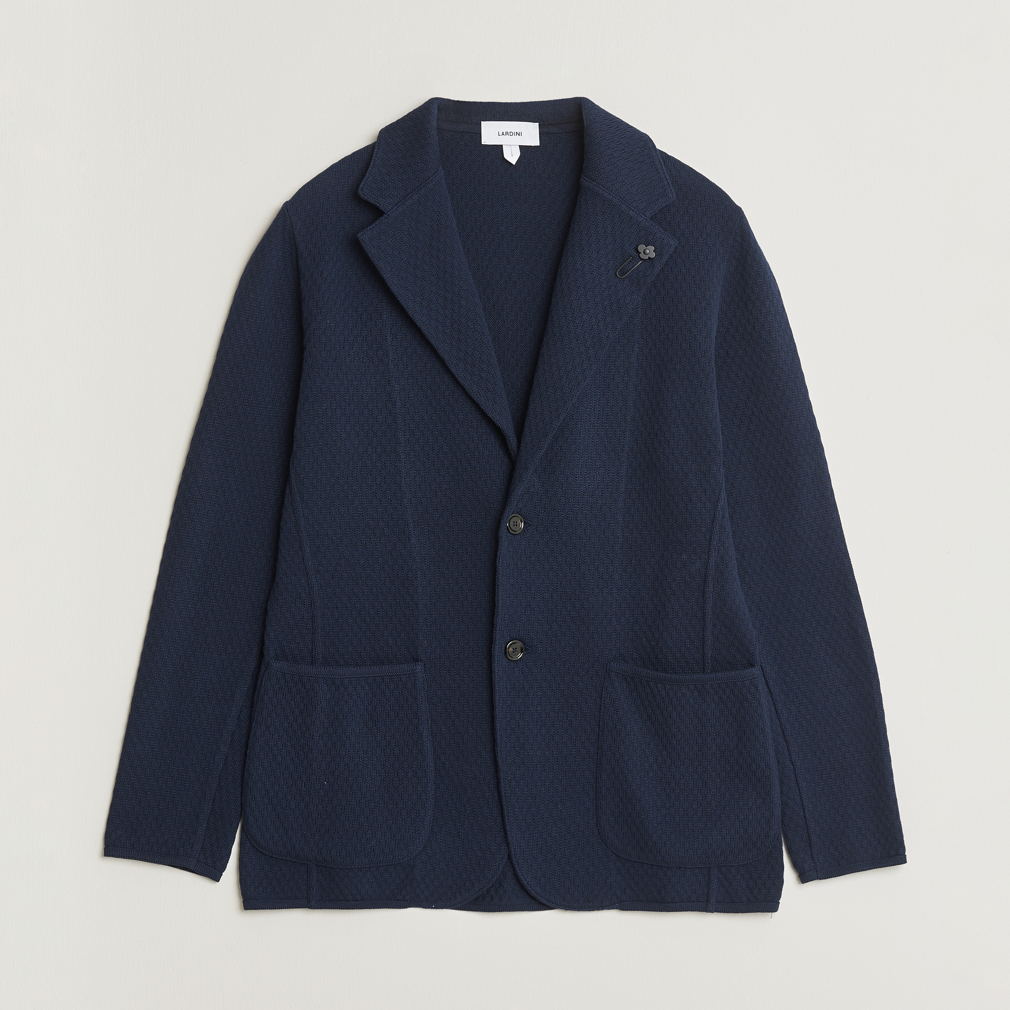 Lardini Knitted Structure Cotton Blazer Navy at CareOfCarl.com