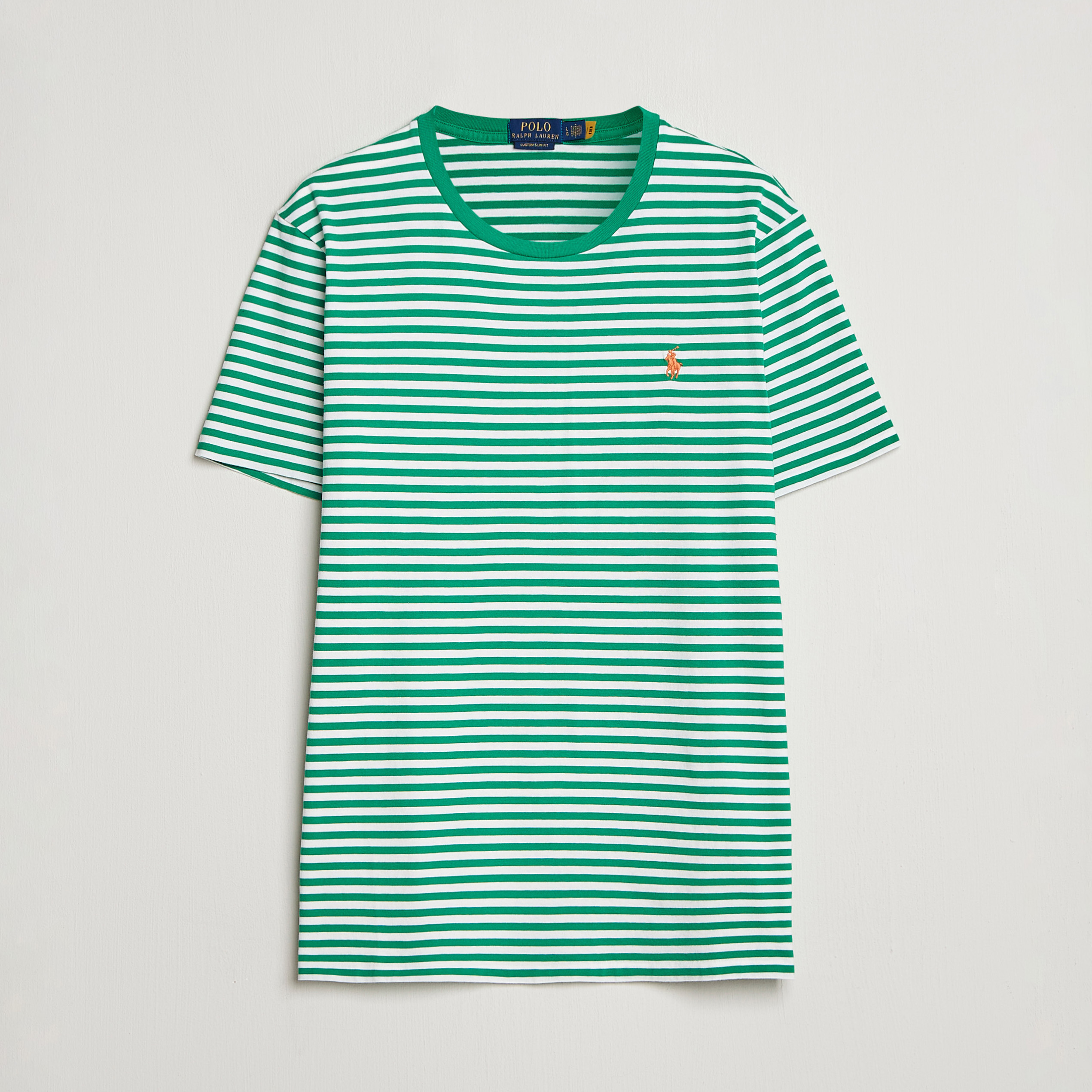 Polo Ralph Lauren Crew Neck Striped T-Shirt Billiard/White at CareOfCarl.co