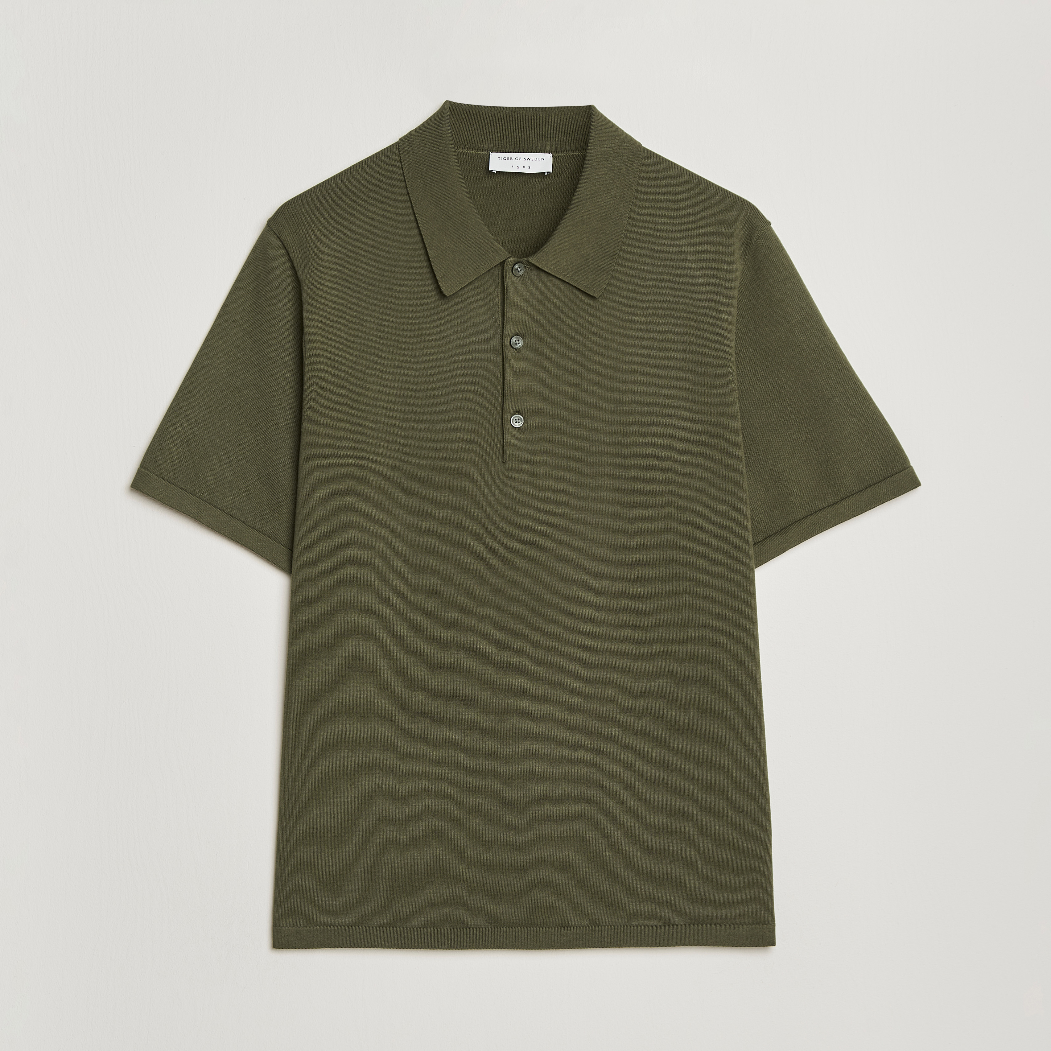 Tiger of Sweden Erros Cotton Knitted Polo Kalamata Green at CareOfCarl.com