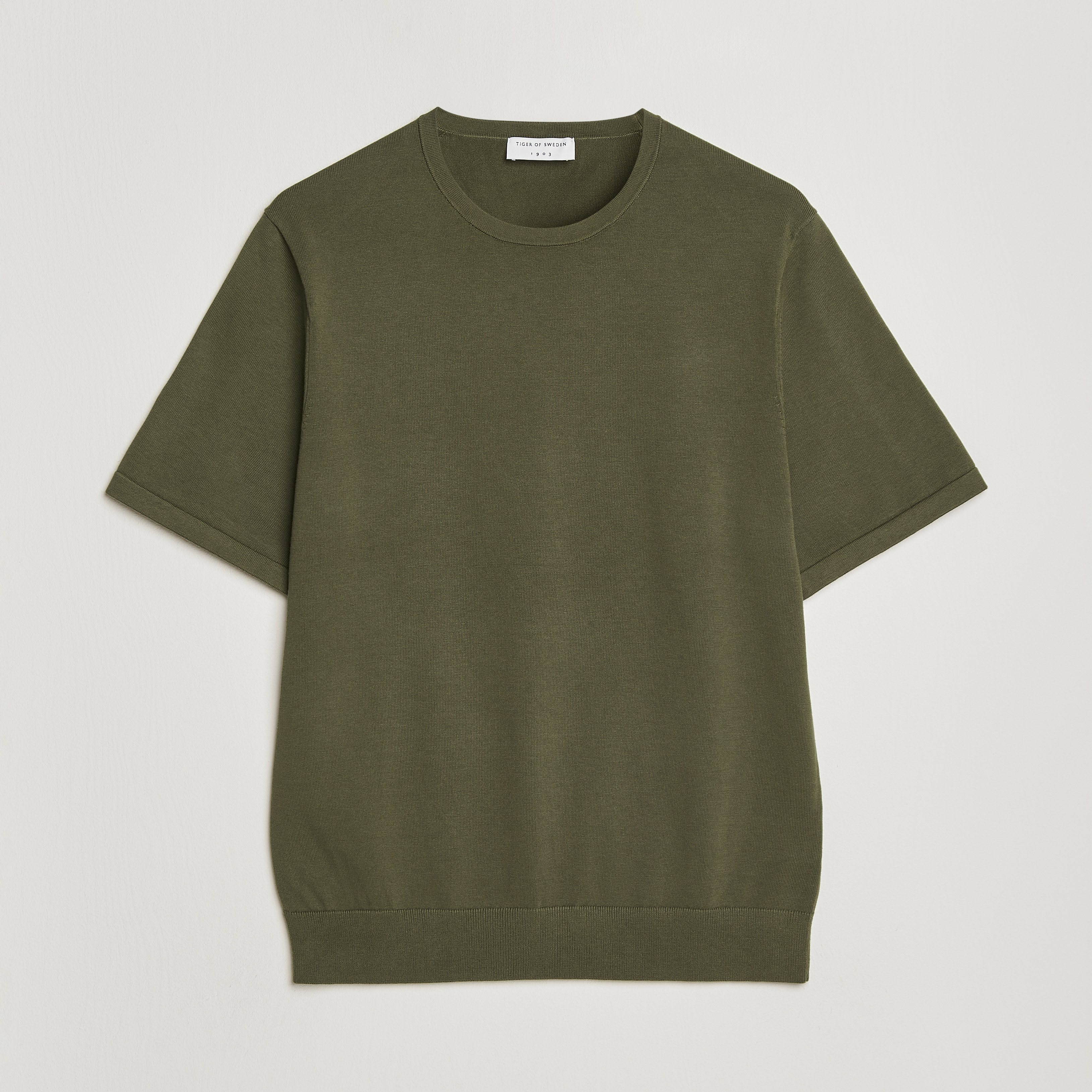 Tiger of Sweden Connor Cotton Knitted T-Shirt Kalamata Green at CareOfCarl.