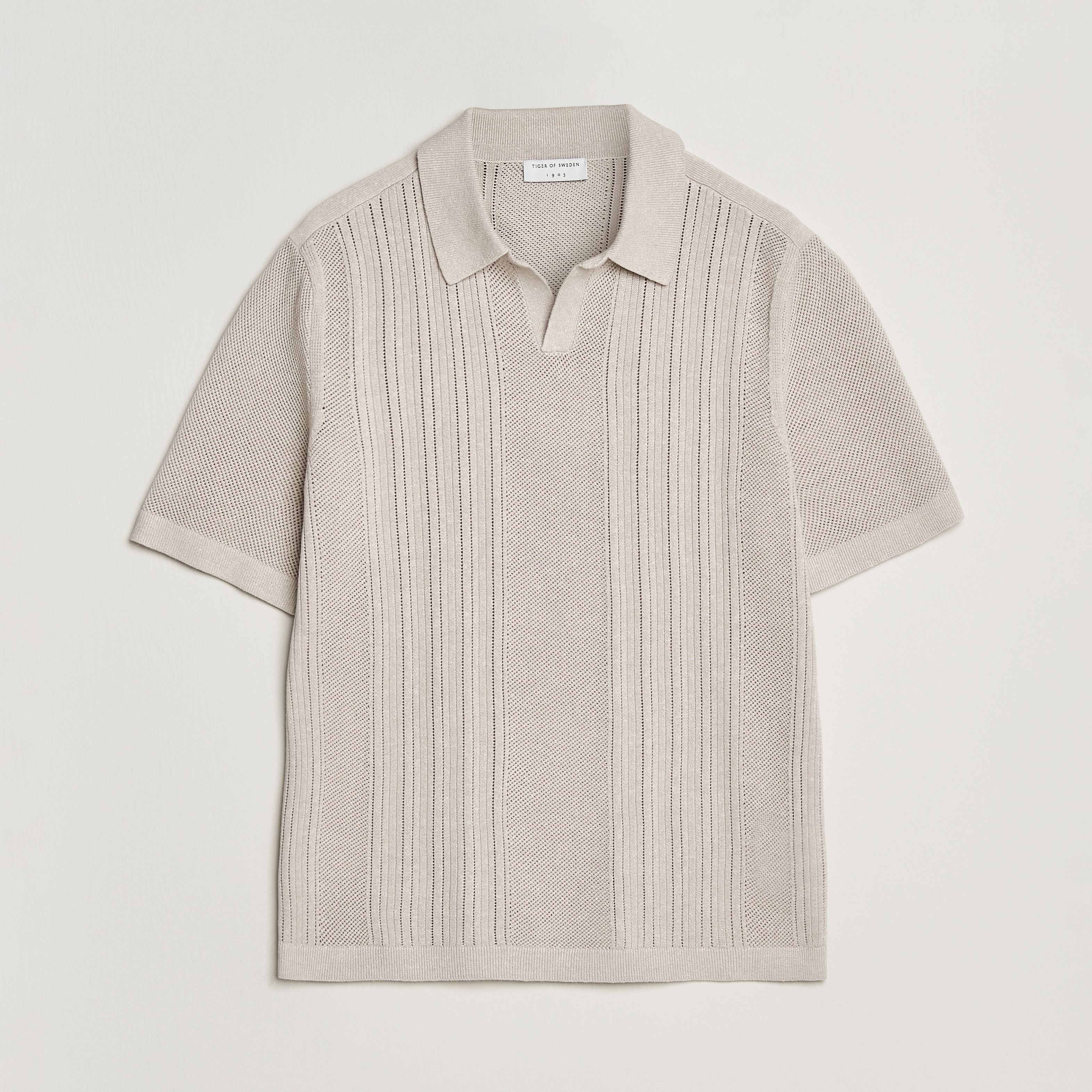 Tiger of Sweden Eoin Wool/Linen Knitted Polo Ivory at CareOfCarl.com