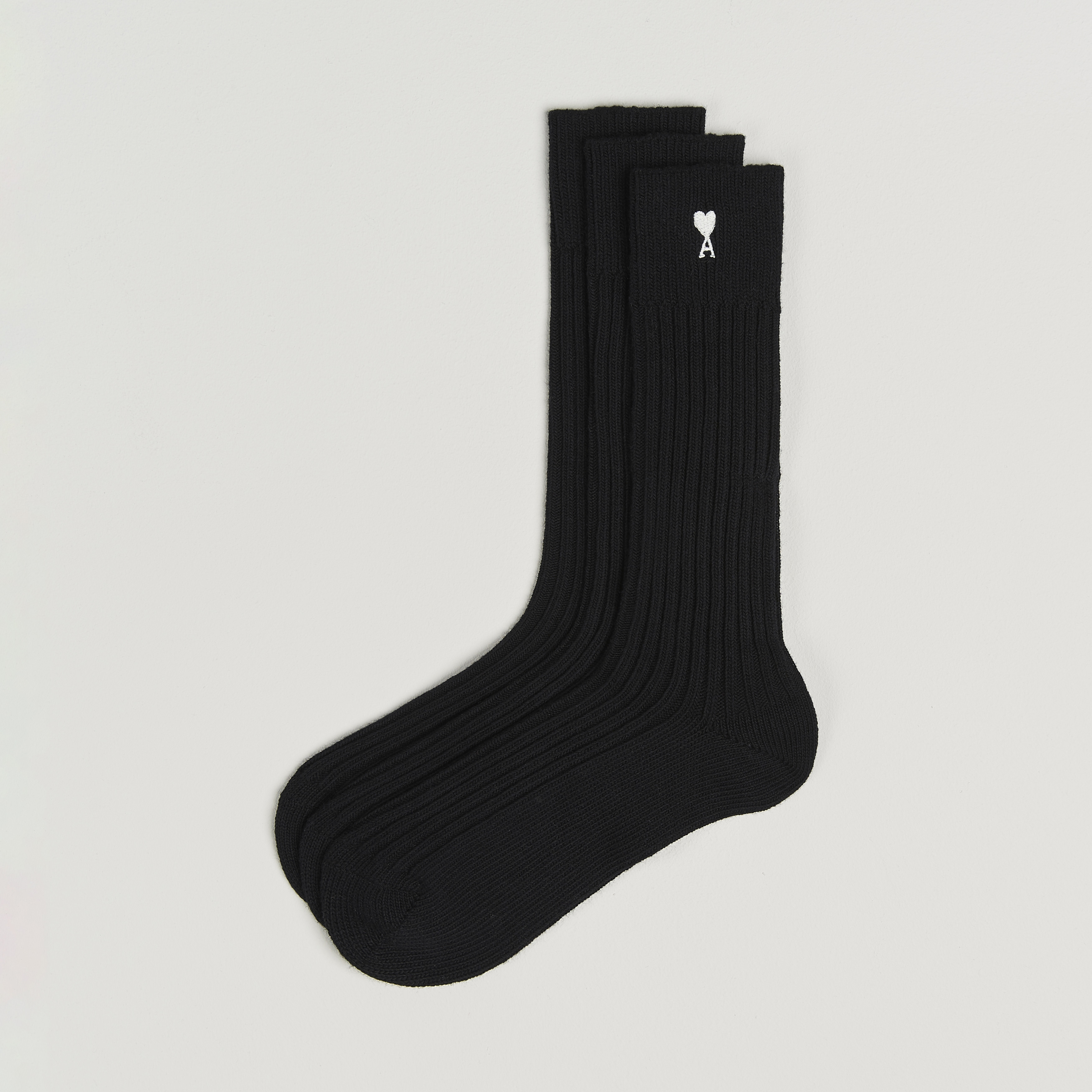 AMI 3-Pack Heart Logo Cotton Socks Black at CareOfCarl.com