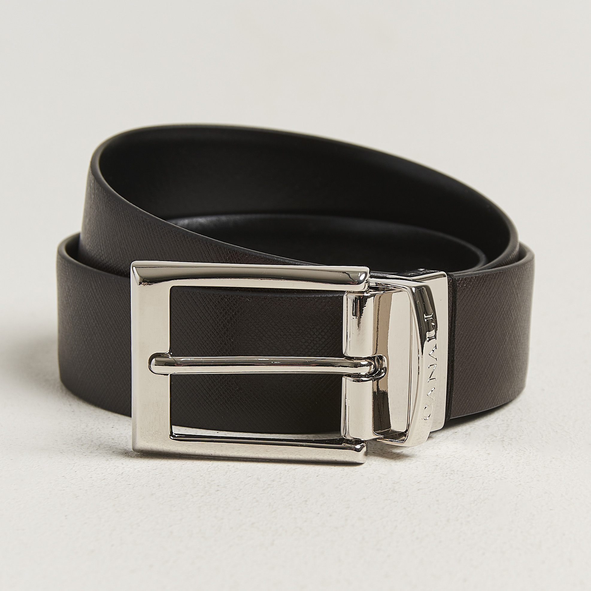 Canali Reversible Saffiano Belt Black/Brown at CareOfCarl.com