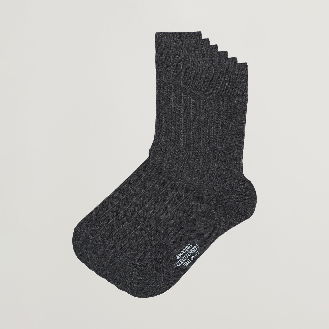 6-Pack True Cotton Ribbed Socks Antracite Melange at CareOfCarl.com