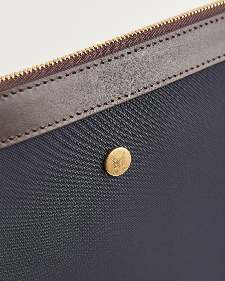 Mismo M/S Nylon Pouch Large Navy/Dark Brown at CareOfCarl.com
