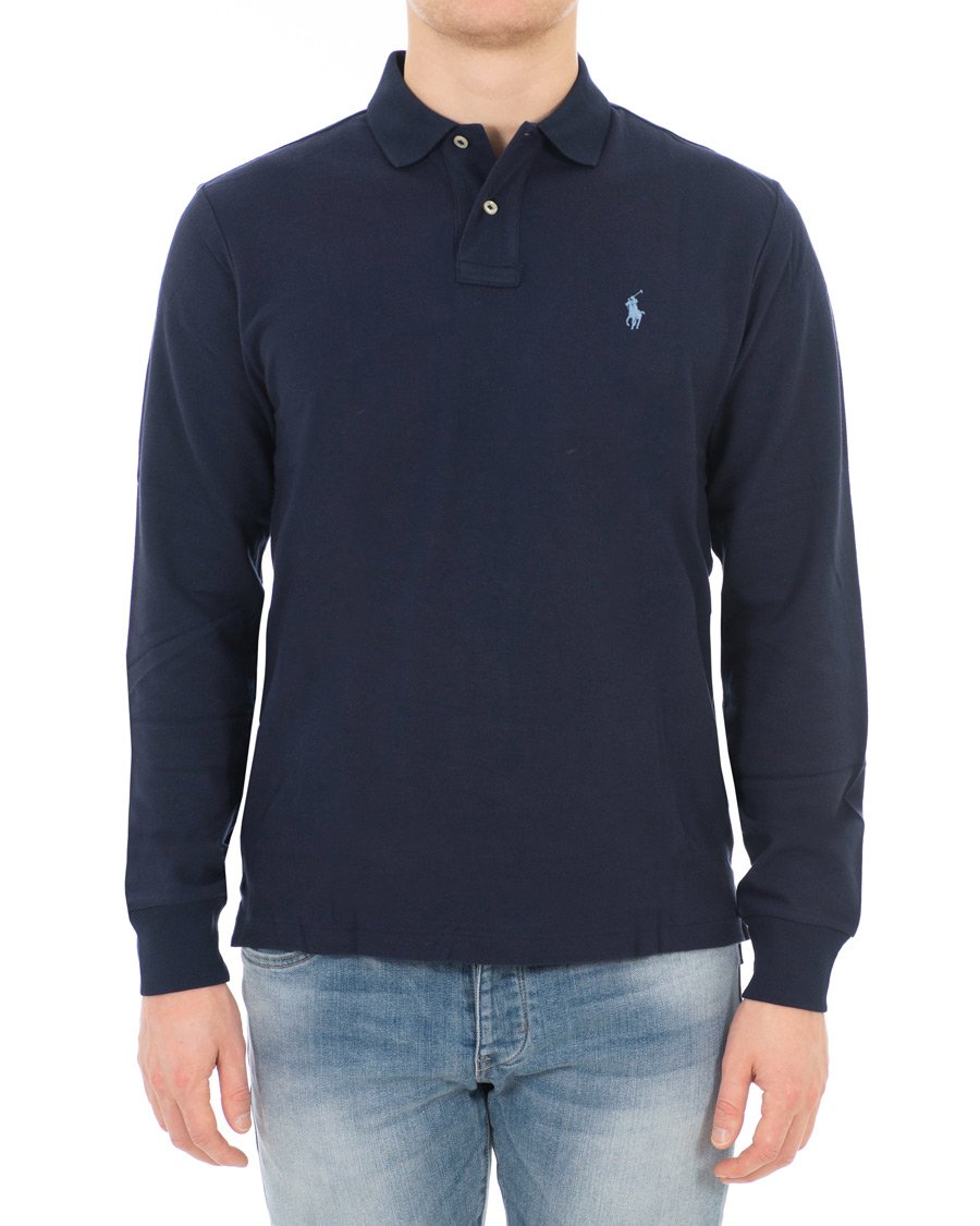 Polo Ralph Lauren Custom Slim Fit Long Sleeve Polo Newport Navy at CareOfCa