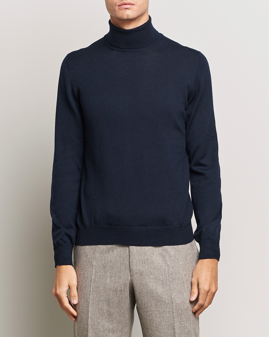Gran Sasso Rainwool Rollneck Dusty Blue at CareOfCarl.com