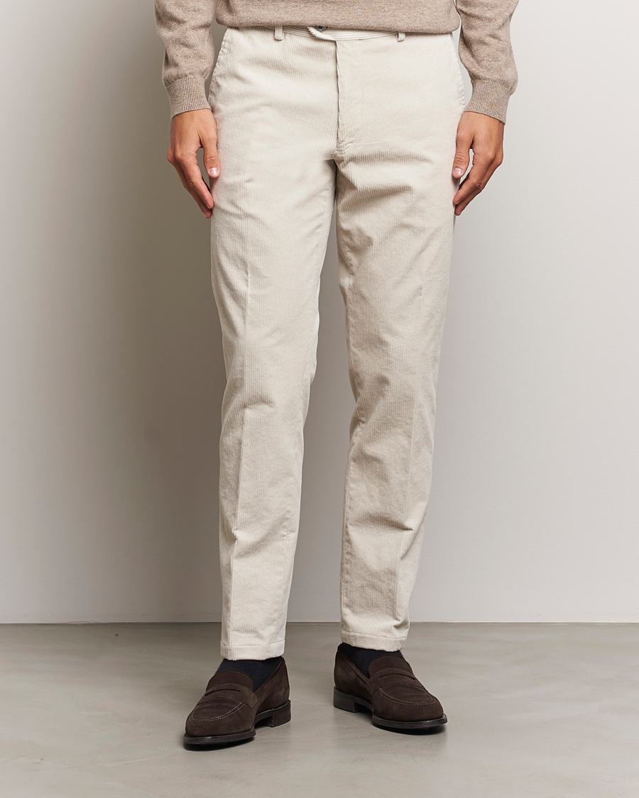 Oscar Jacobson Denz Corduroy Trousers White at CareOfCarl.com