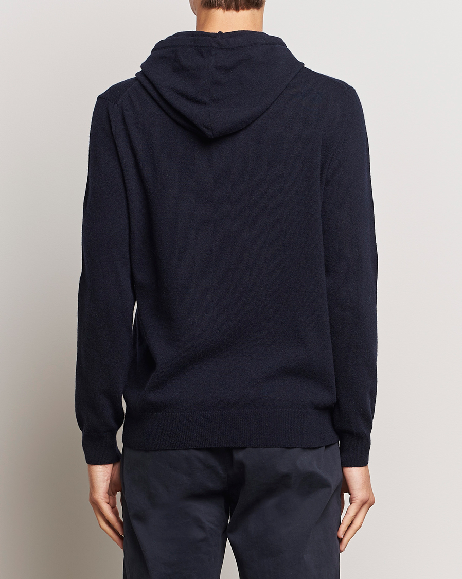 Oscar Jacobson Pascal Wool/Cashmere Hoodie Navy at CareOfCarl.com