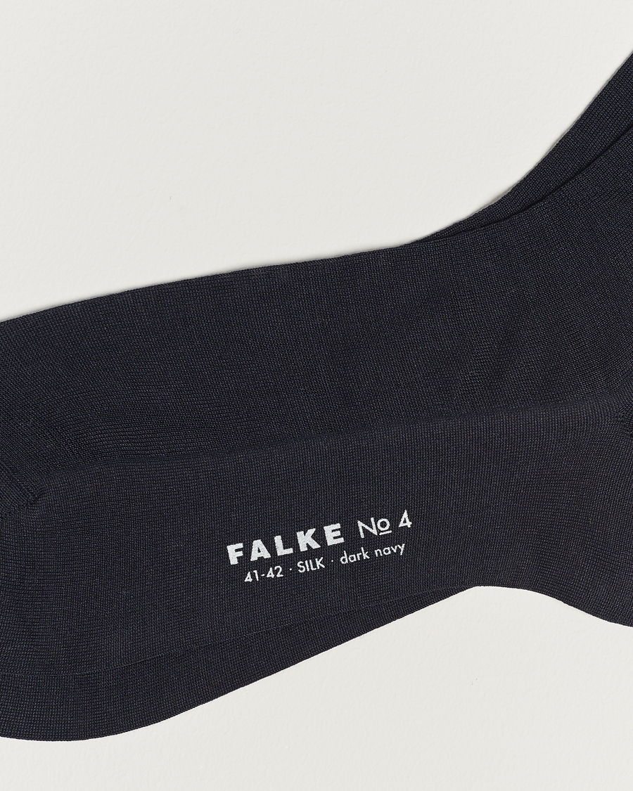 Falke No. 4 Pure Silk Socks Dark Navy at CareOfCarl.com