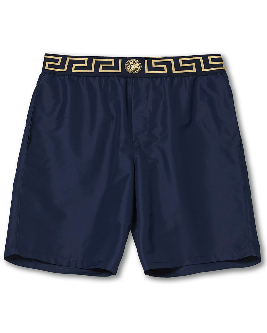 Versace Greca Border Swim Trunks Navy at CareOfCarl.com