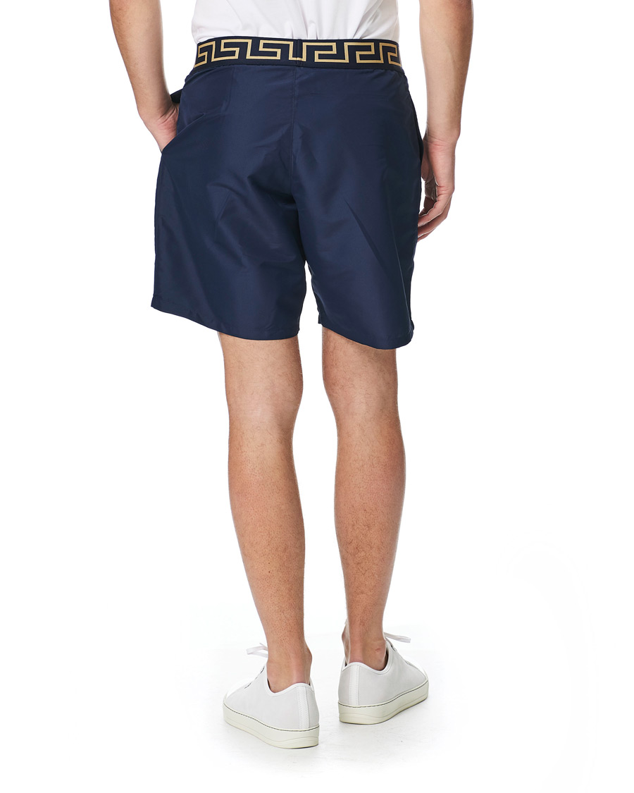 Versace Greca Border Swim Trunks Navy at CareOfCarl.com