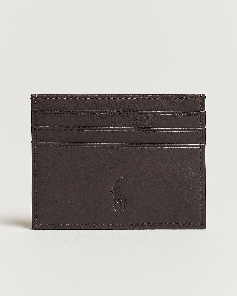 Polo Ralph Lauren Pebble Leather Slim Card Case Brown at CareOfCarl.com