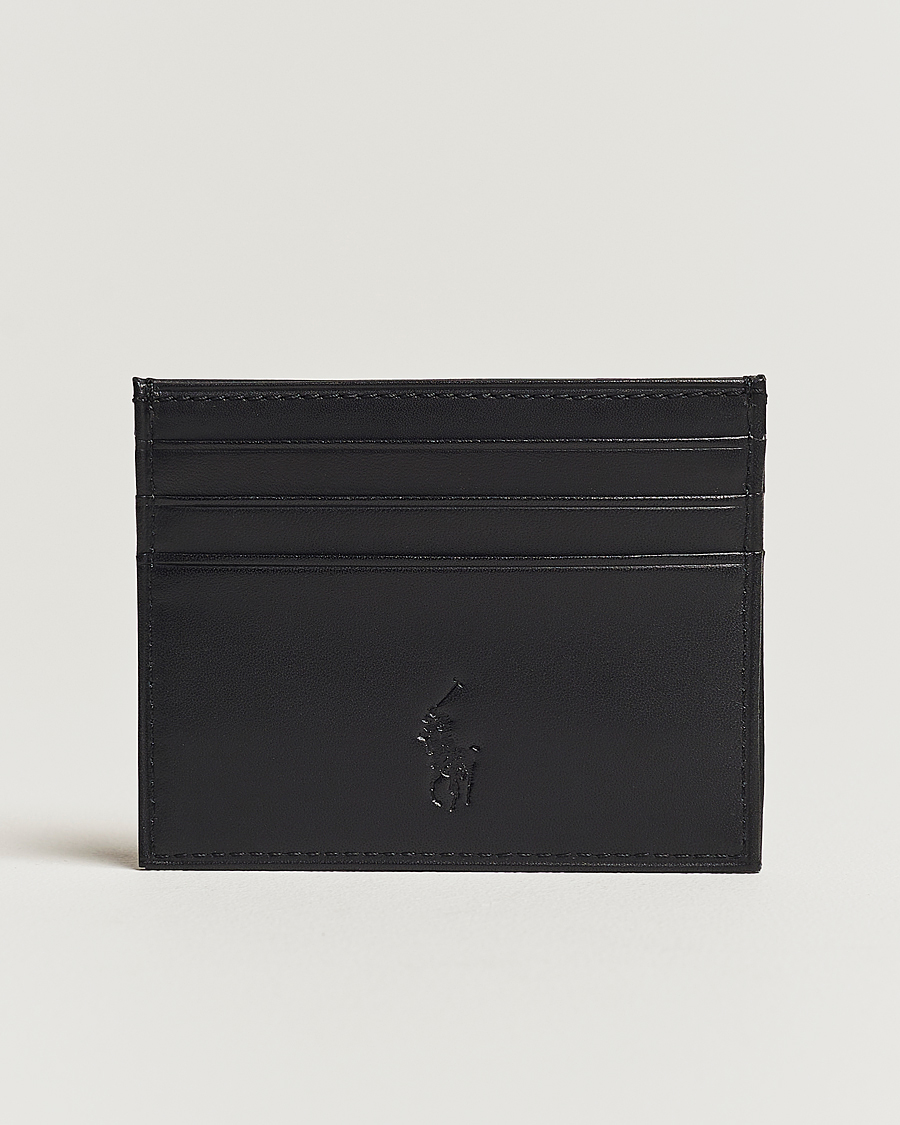 Polo Ralph Lauren Pebbled Leather Credit Card Holder Black at CareOfCarl.co