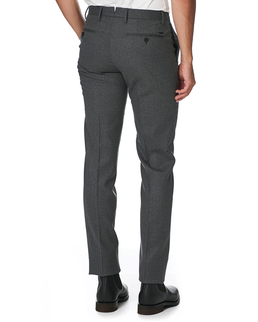 Incotex Slim Fit Washable Flannel Trousers Grey Melange at CareOfCarl.com